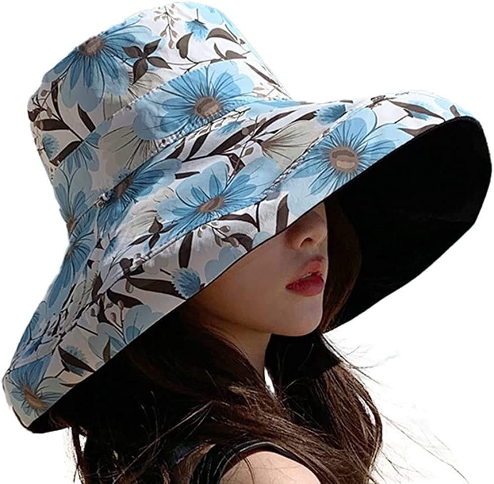 CoCopeaunts Women's Reversible Sun Hat Beach Packable Large Wide Brim ...