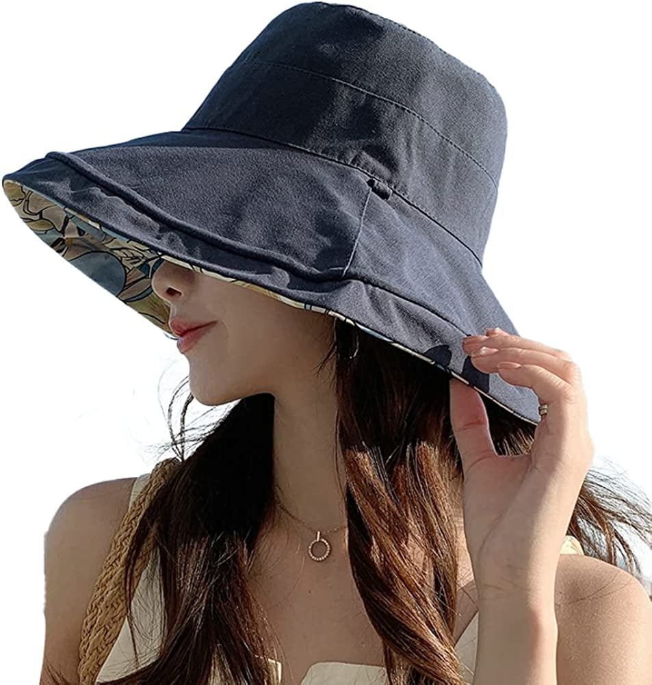 CoCopeaunts Women's Sun Hat Packable Reversible Bucket Hat UV Sun Protection Wide Brim Fishmen ...