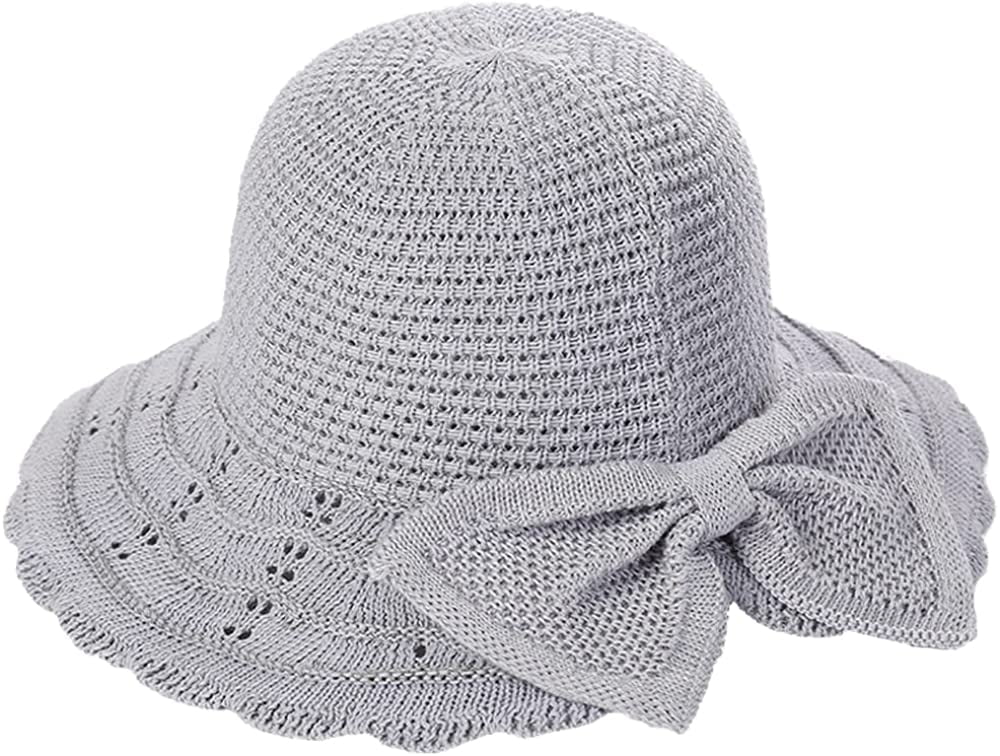 Cocopeaunts Womens Big Bowknot Straw Hat Foldable Wide Brim Floppy