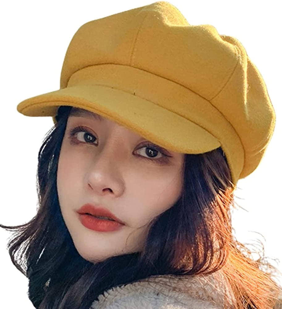 CoCopeaunts Womens Classic Newsboy Cap Solid Color Newsboy Hat Woolen ...