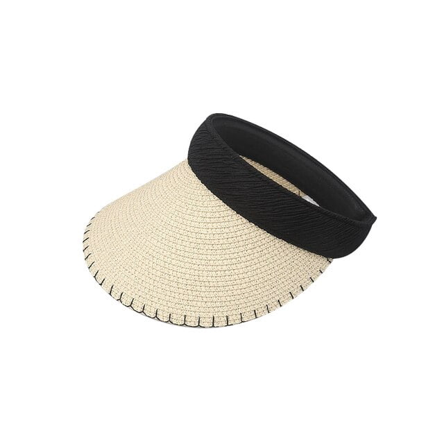 CoCopeaunts Womens Empty Top Straw Hat Summer Wide Brim UV Protection ...