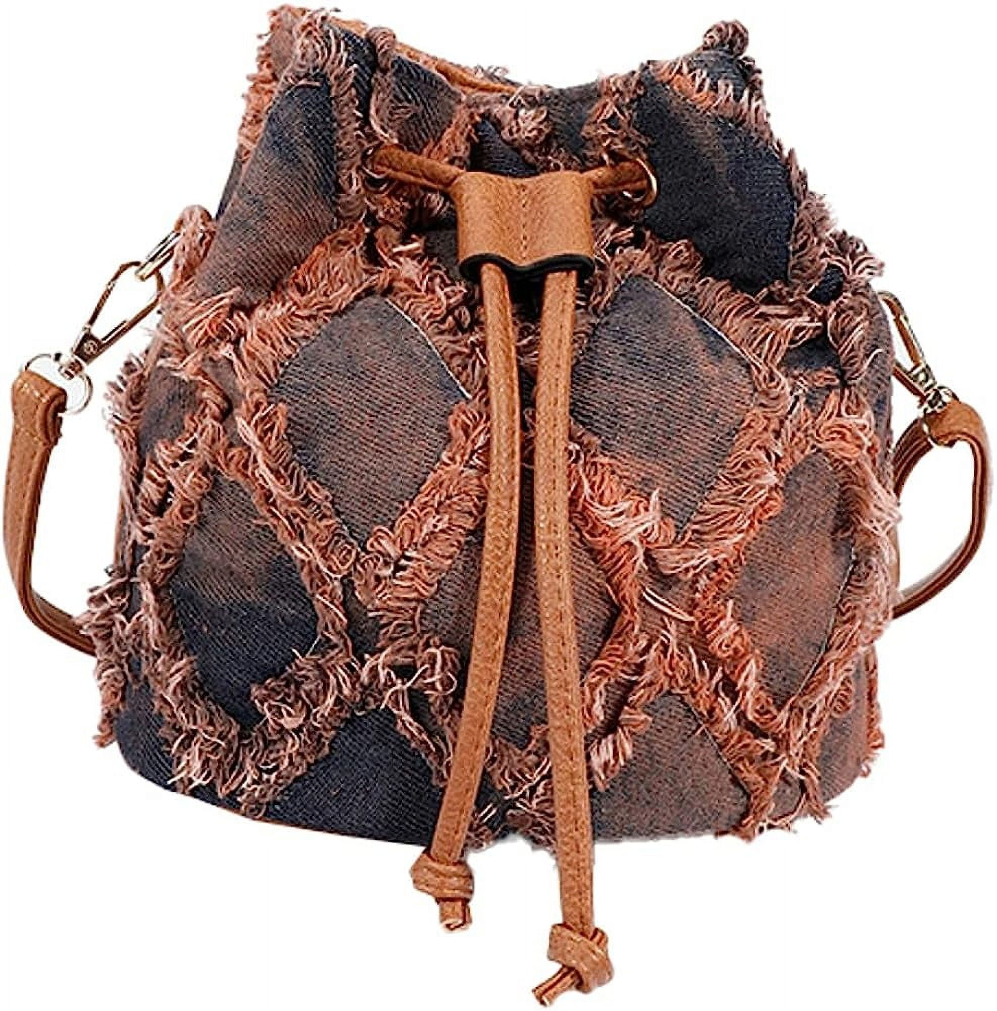 CoCopeaut Women's Bucket Bag Denim Shoulder Bag 90s Hobo Handbags Purse Retro Diamond Crossbody ...