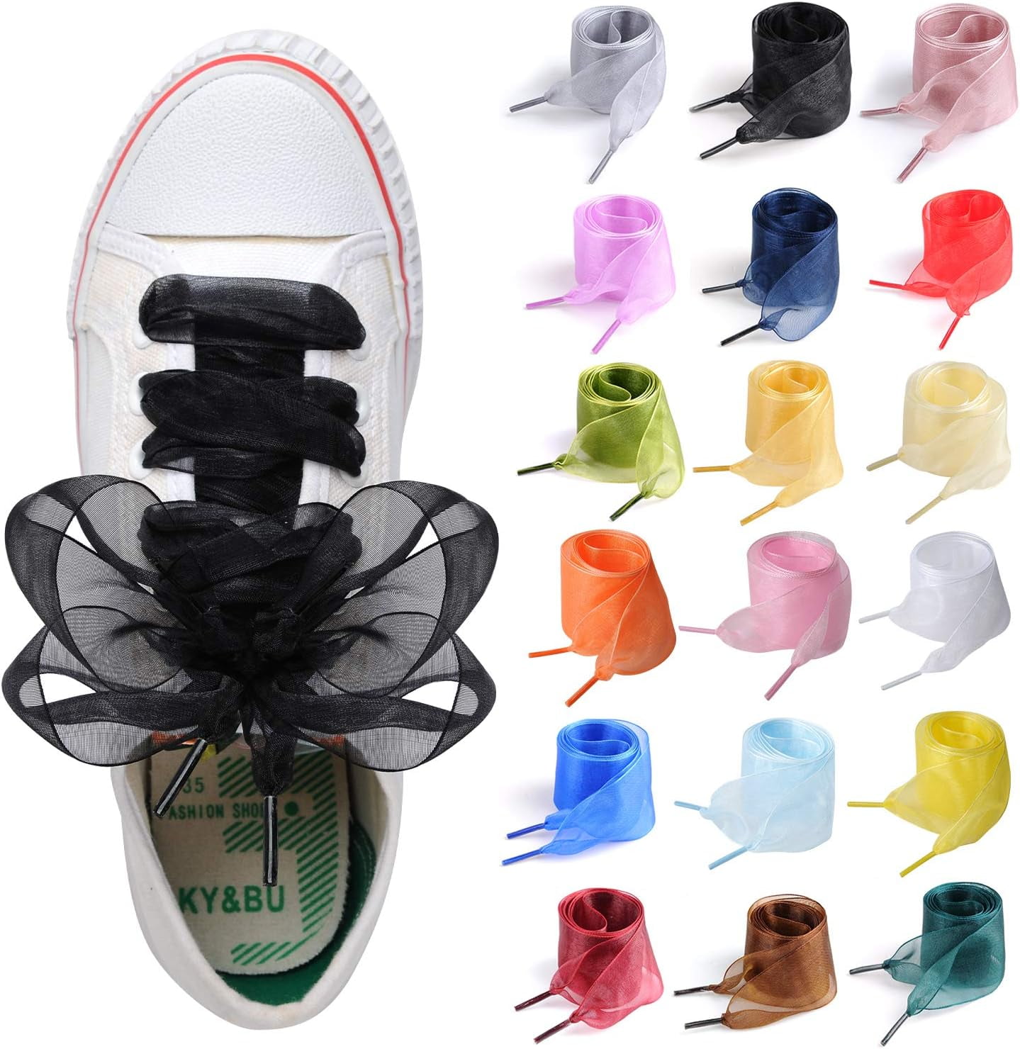 Customer reviews for CoCozhu 18 Pairs Satin Ribbon Shoe Laces for ...