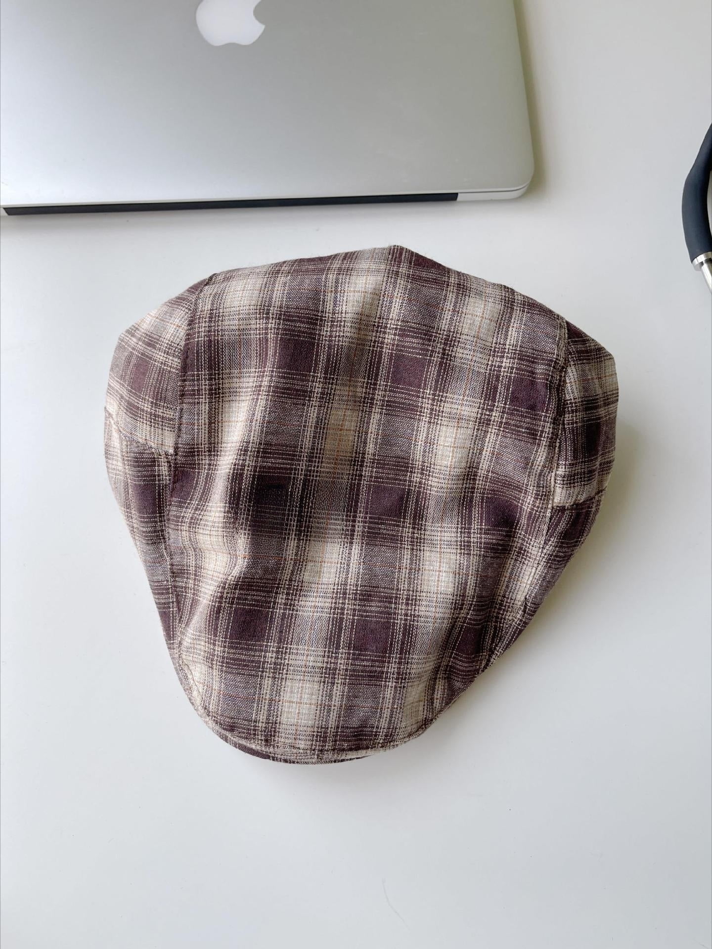 CoCozhu Cute Retro Forward Hat Female Wild Painter Breda Hat Plaid ...