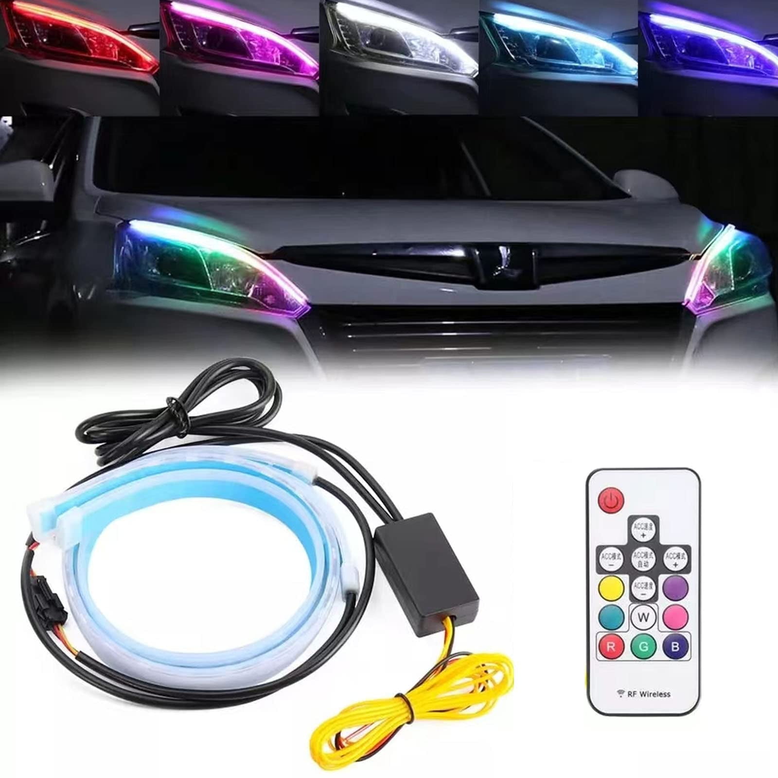 CoCsmart Flexible Car LED STF9 Strip Light, 2 Pcs 24 Inches RGB Multi ...
