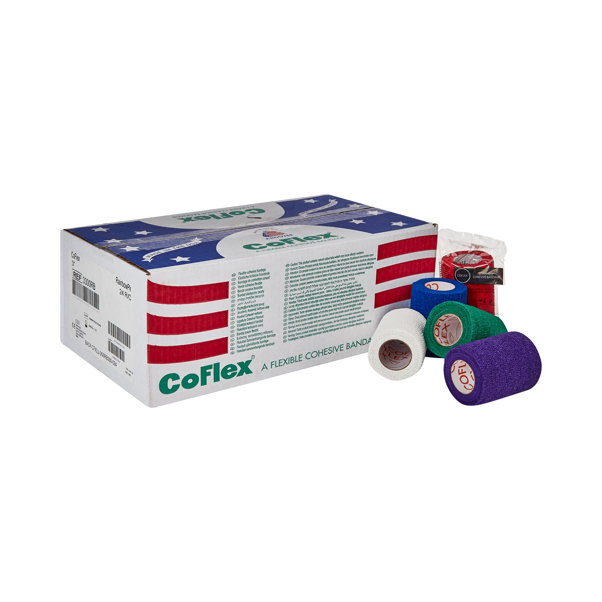 CoFlex Latex Self-Adherent Cohesive Bandage Multi-color NonSterile 3" x ...