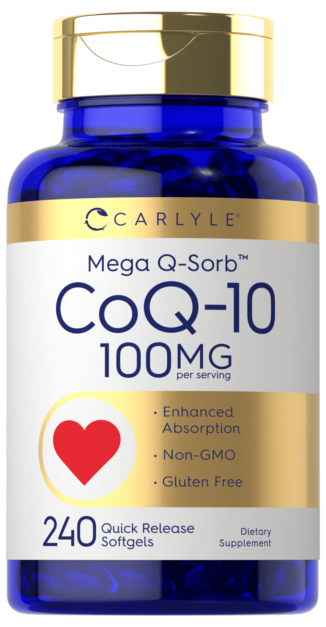 CoQ10 100mg | High Absorbable 240 Softgels | Mega Q-Sorb Coenzyme Q-10 ...