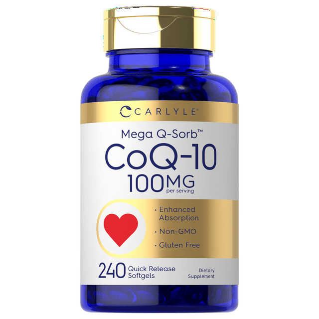 CoQ10 100mg | High Absorbable 240 Softgels | Mega Q-Sorb Coenzyme Q-10 ...