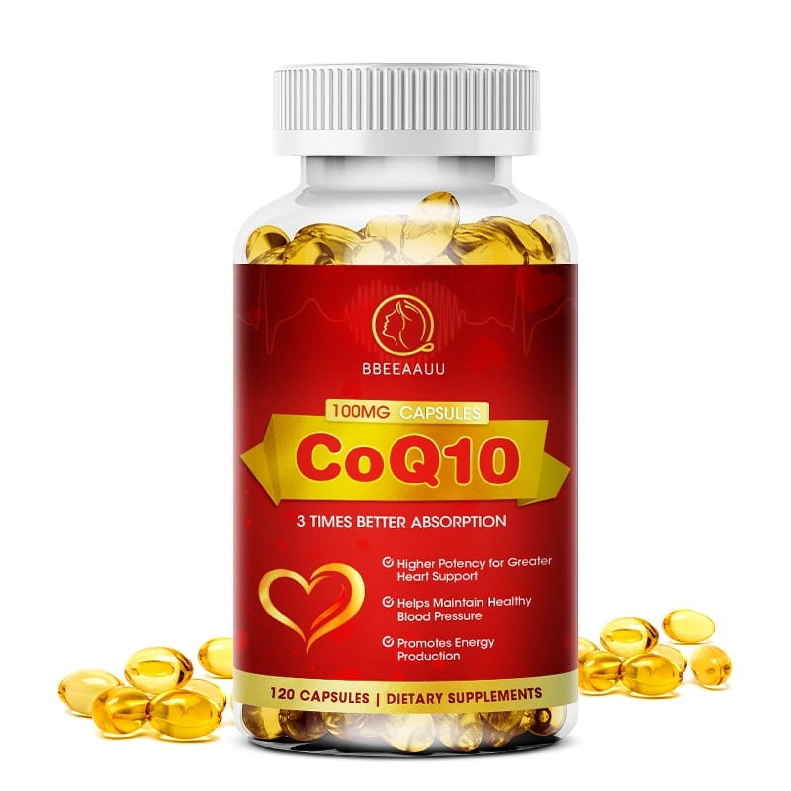 CoQ10 100mg Softgels- 3x Better Absorption, Antioxidant for Heart ...