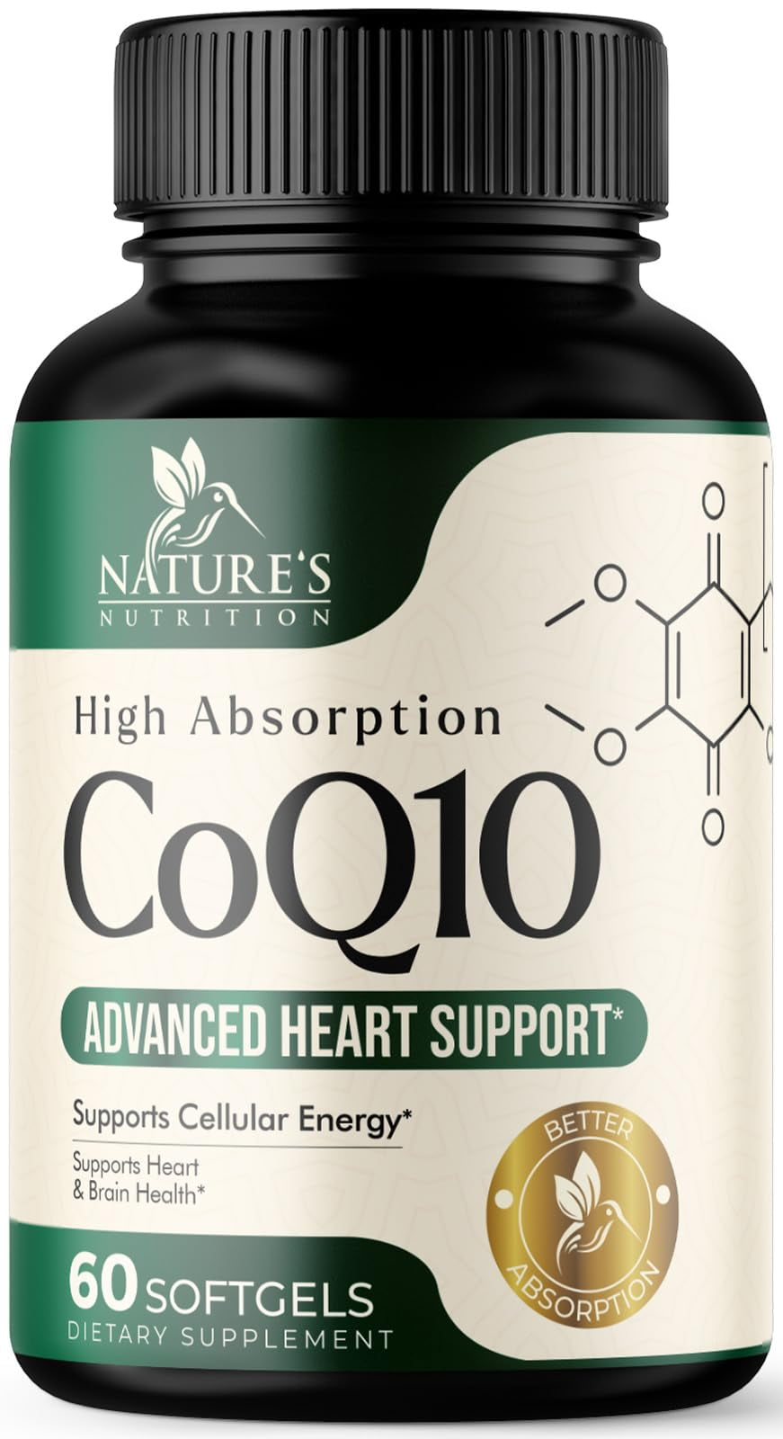 CoQ10 100mg Softgels - Better Absorption, Antioxidant for Heart Health & Cellular Energy Support ...