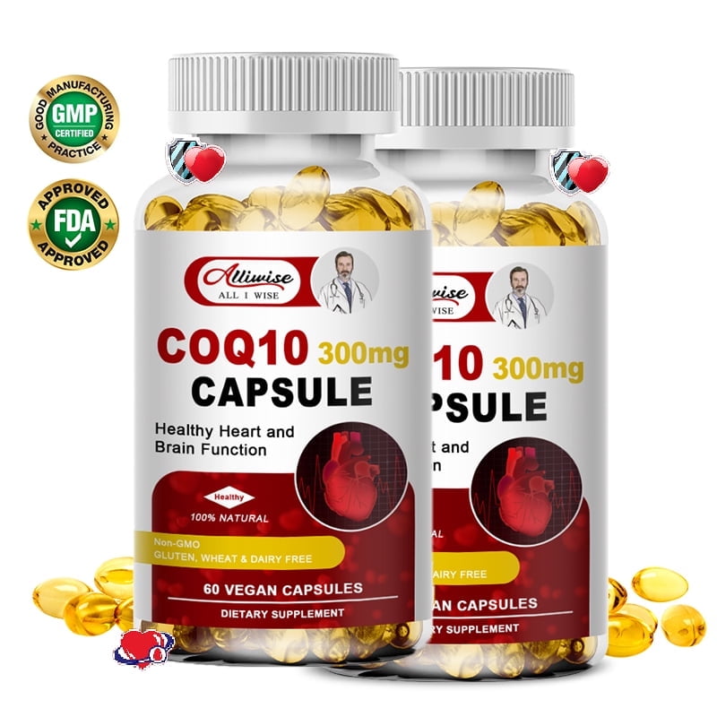 CoQ10 300mg Softgels, Coenzyme Q10 Antioxidant Supplements for Vascular ...
