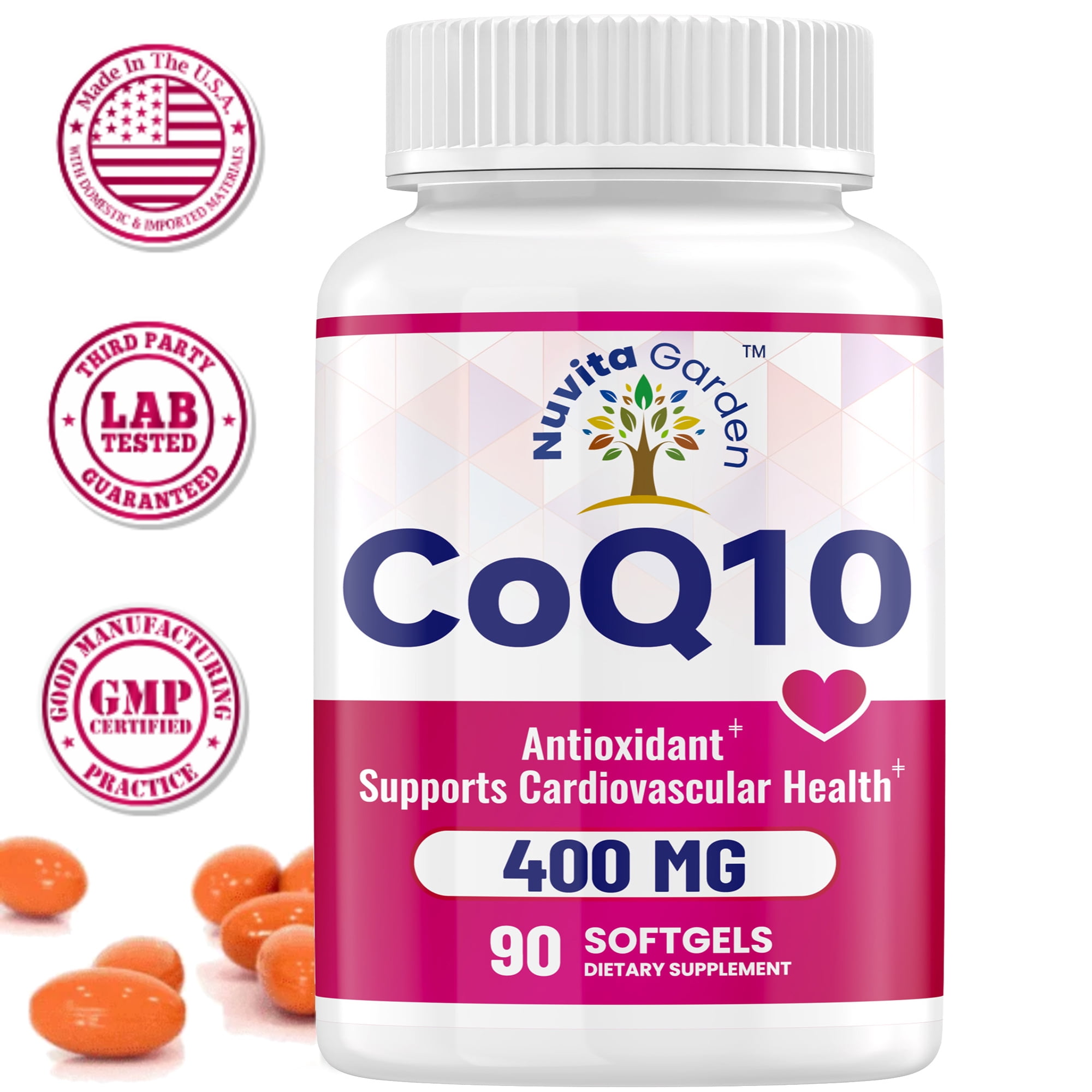 CoQ10 400 mg 90 Capsules | Supports Cardiovascular Health - Walmart.com