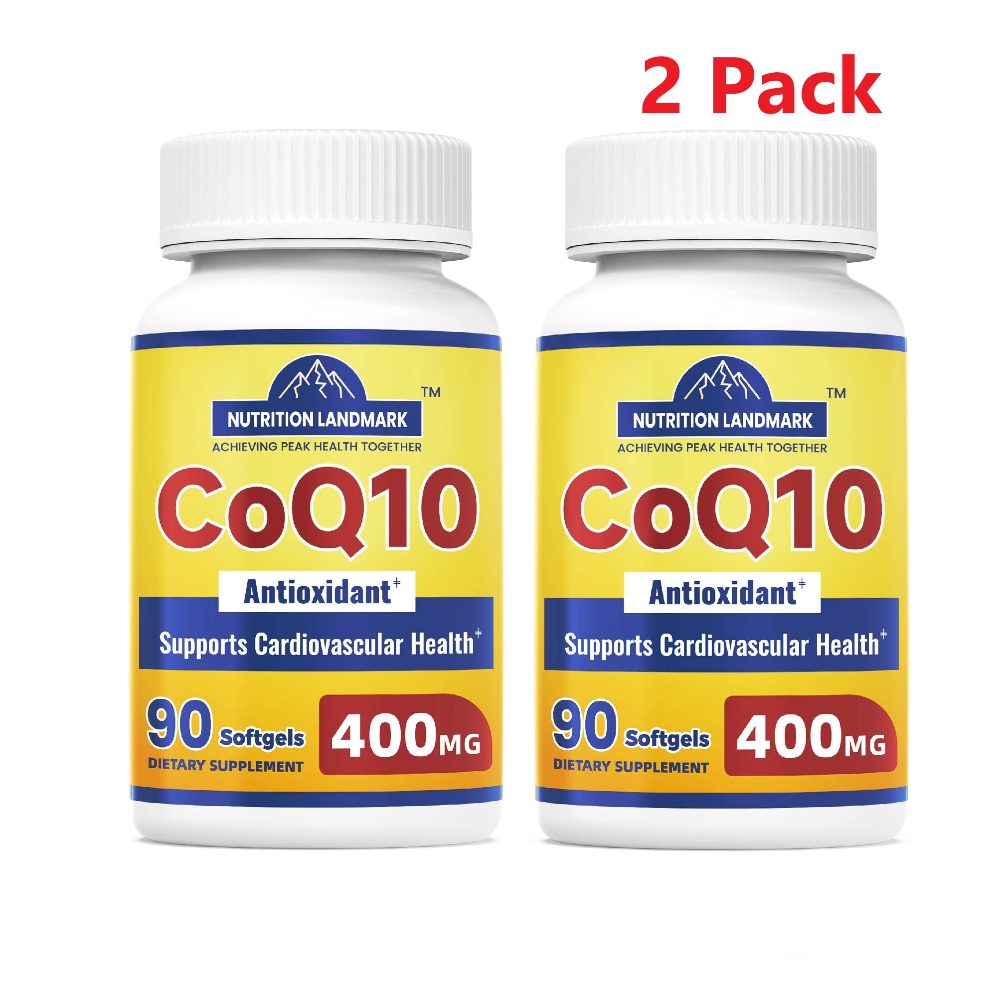 2 Pack CoQ10-400mg-Softgels 45 Servings Coenzyme Q10 Supplement for ...