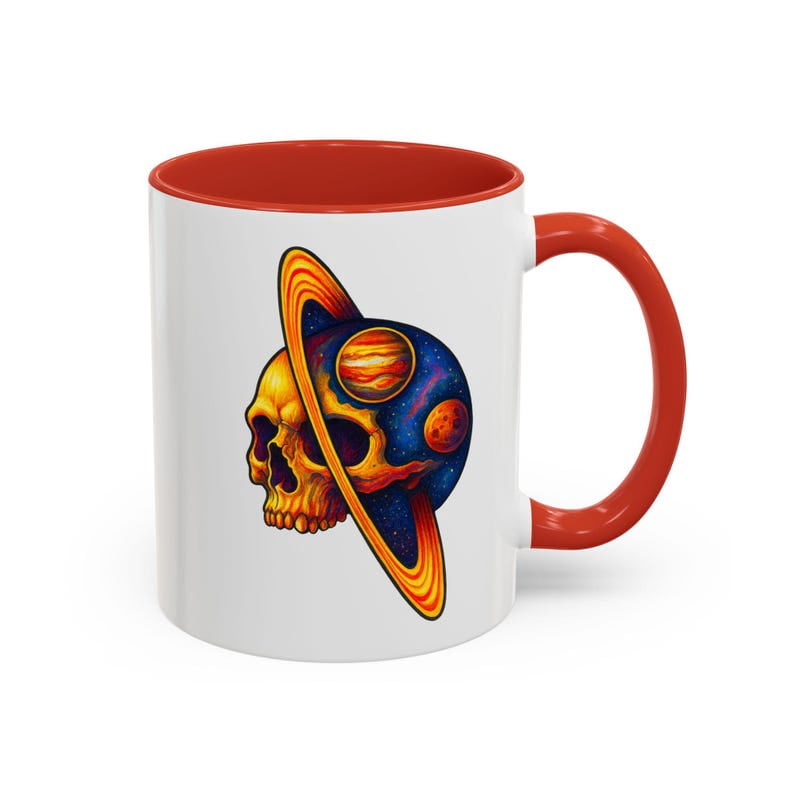 CoS1Mic Skull Saturn Mug, Space Skull Galaxy Coffee Cup, Gothic Planet ...