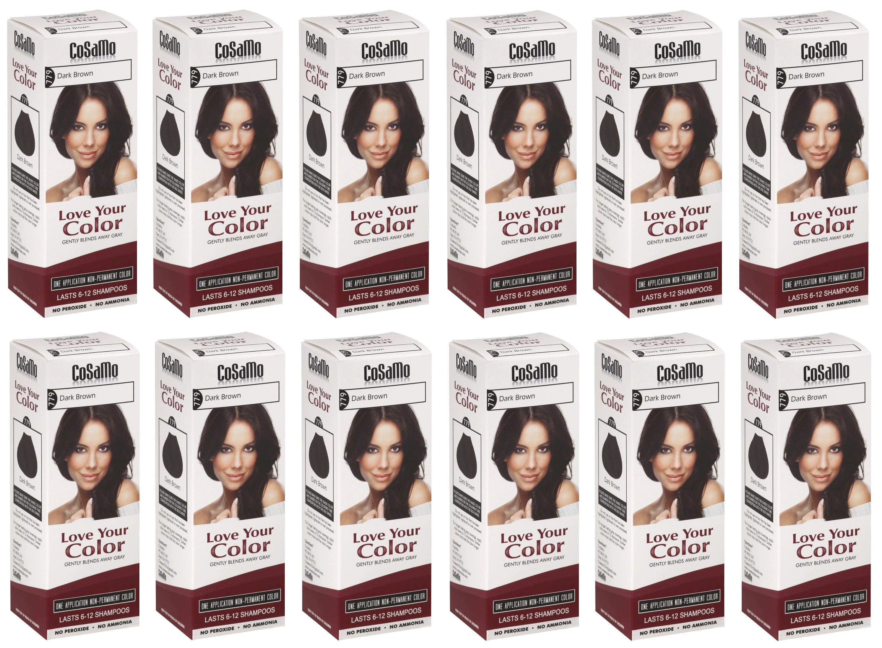 CoSaMo Love Your Color Non-Permanent Hair Dye, Dark Brown, 3 oz. (Pack ...