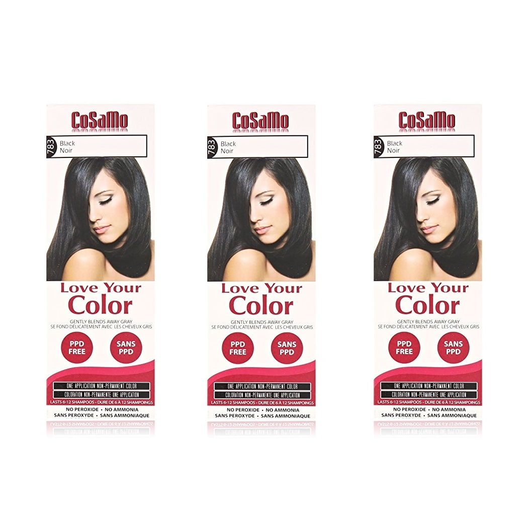 CoSaMo Non-Permanent Hair Color 783 Black, 3 oz. Pack of 3, Ammonia ...