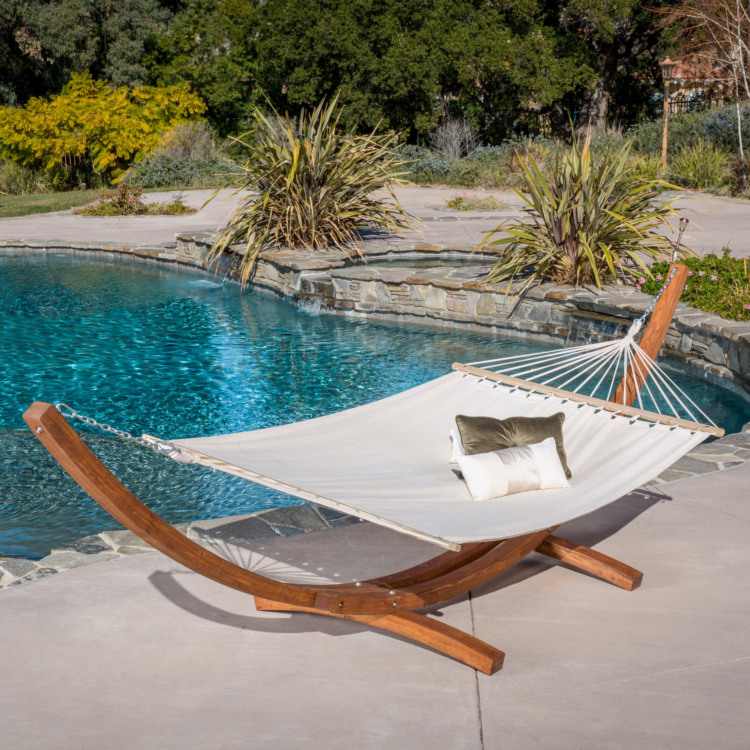 CoSoTower 164"W Larch Wood Hammock with Sunbrella Fabric - Modern ...