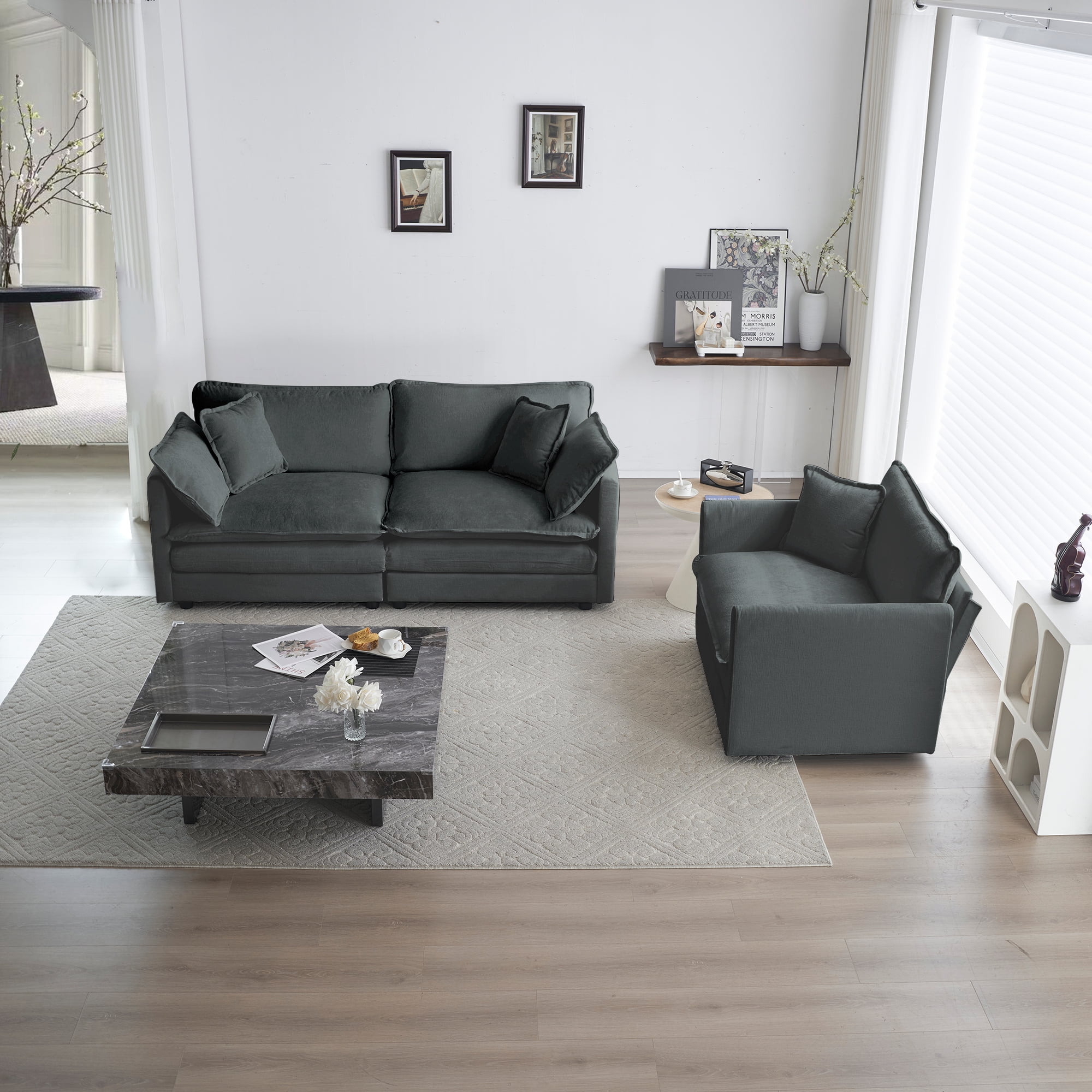 CoSoTower 2 Seater Loveseat and Chair Set, 2 Piece Sofa & Chair Set ...