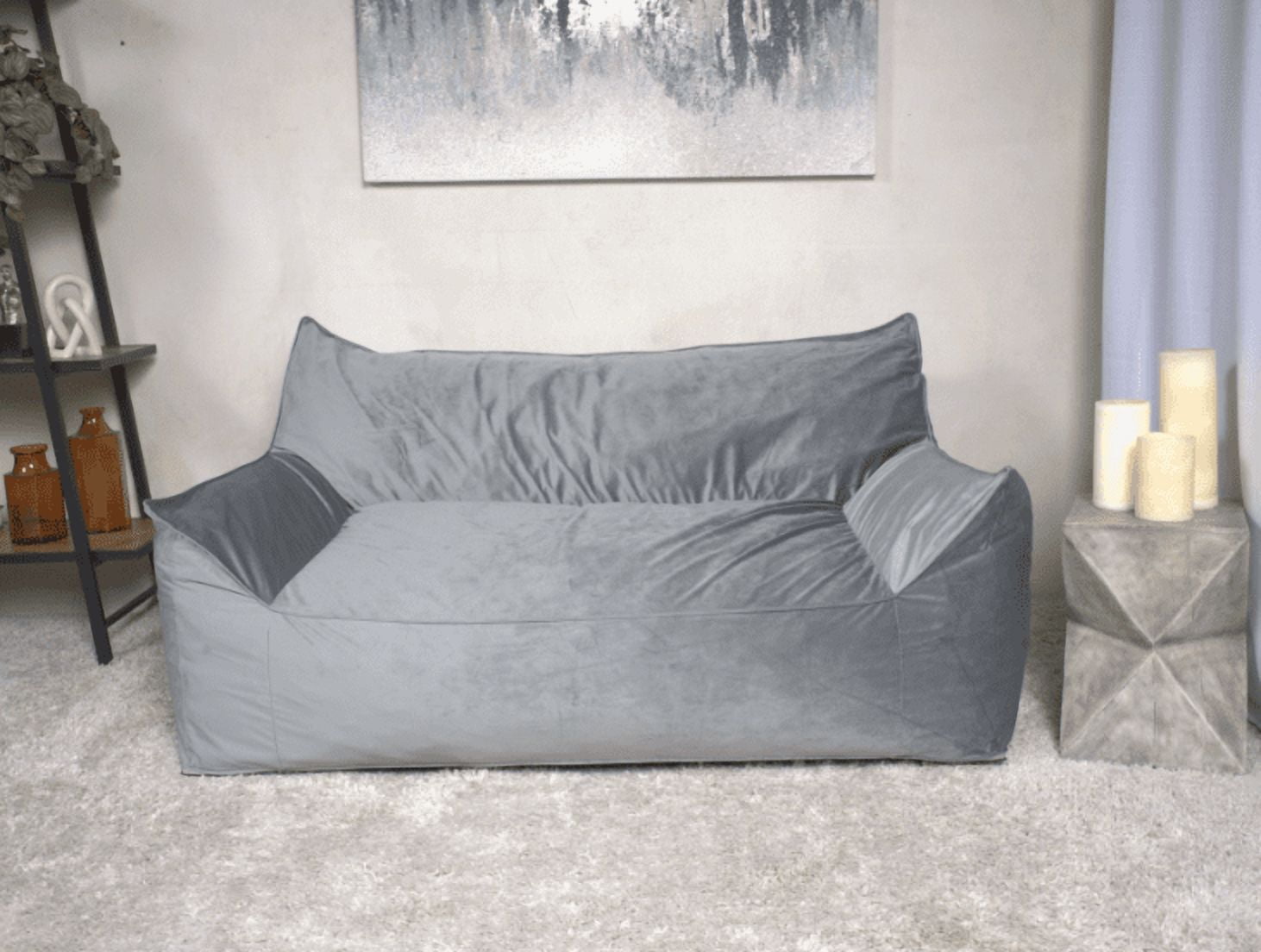 CoSoTower 2 Seater Oversized Bean Bag Chair with Armrests, Gray ...
