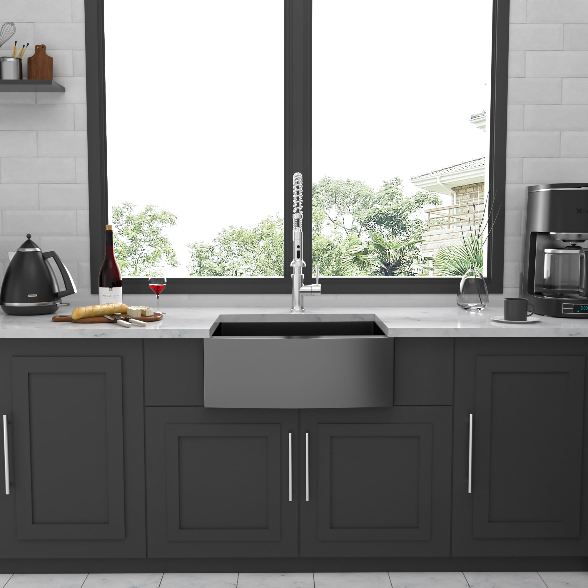 CoSoTower 24 Gunmetal Black Farmhouse Sink - 24 Inch Kitchen Sink ...
