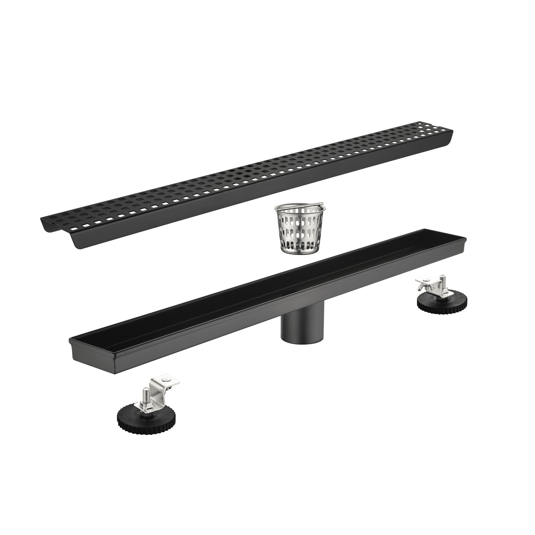 High Capacity Linear Drain HTOH 24 Inch Black Linear Shower Drain ...