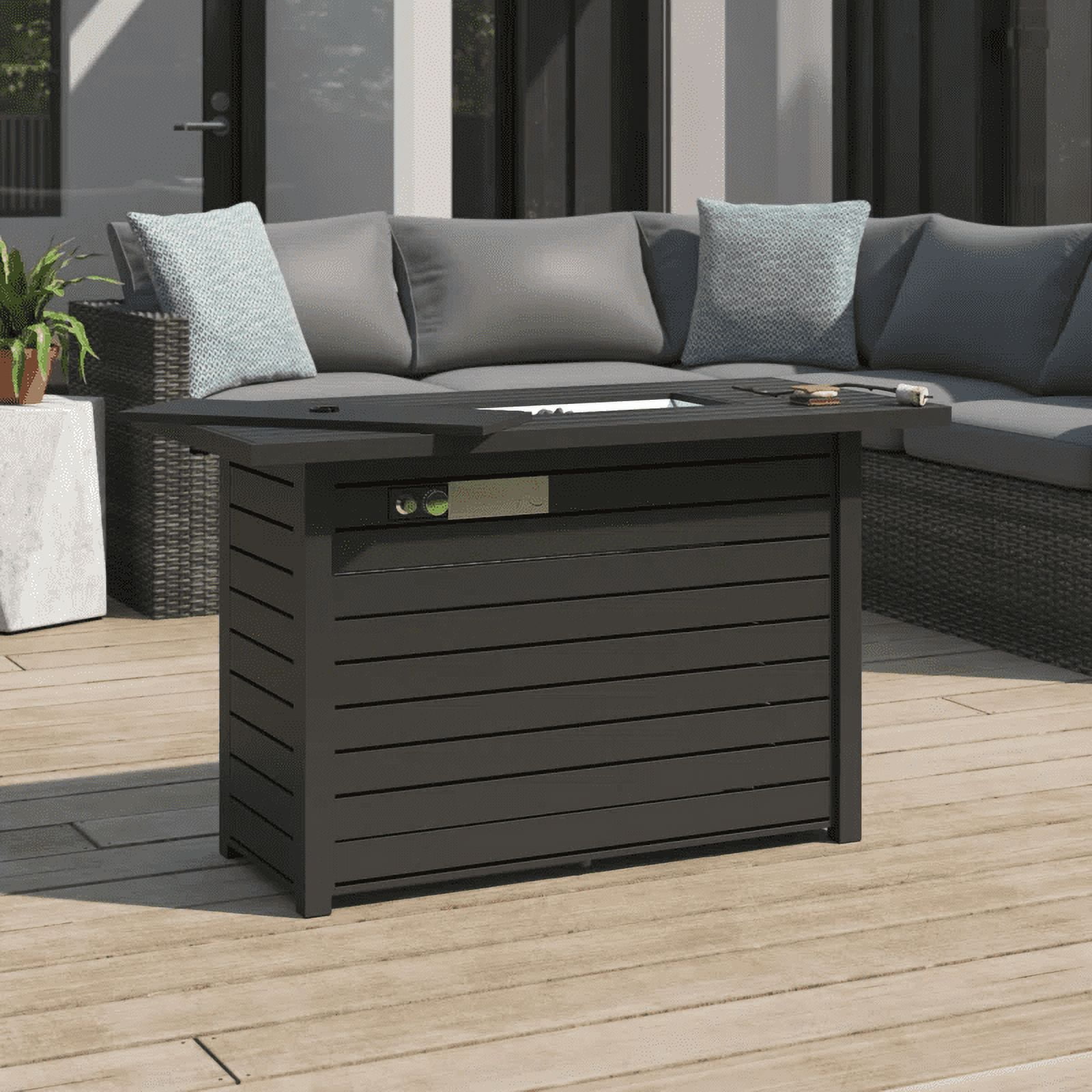 CoSoTower 25" H X 42" W Steel Outdoor Fire Pit Table with Lid (Black ...