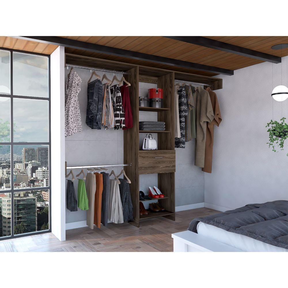 CoSoTower 250 Closet System, Five Open Shelves, One Drawer, Three Metal ...