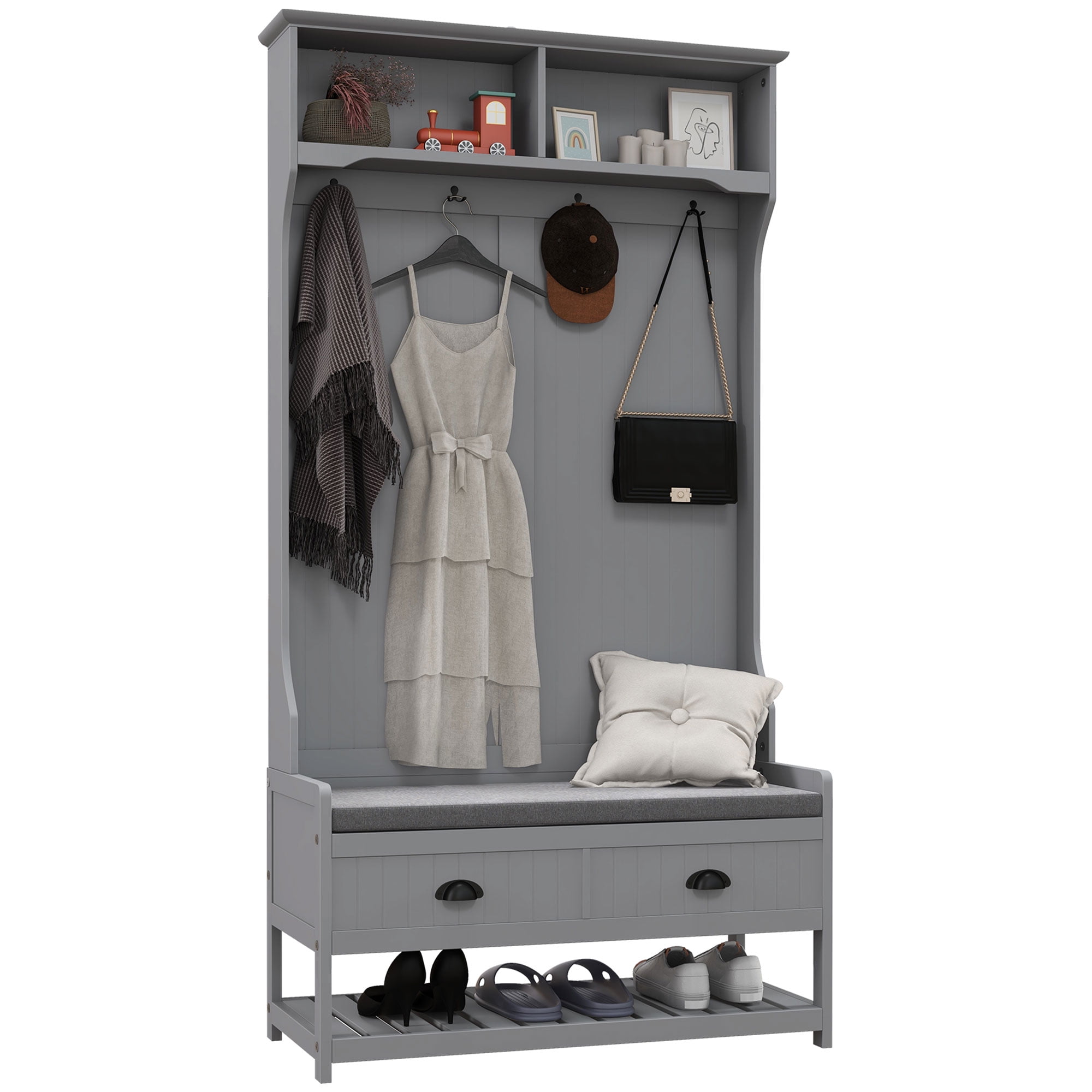 CoSoTower 3-In-1 Hall Tree, Entryway Bench with Coat Rack, Mudroom ...