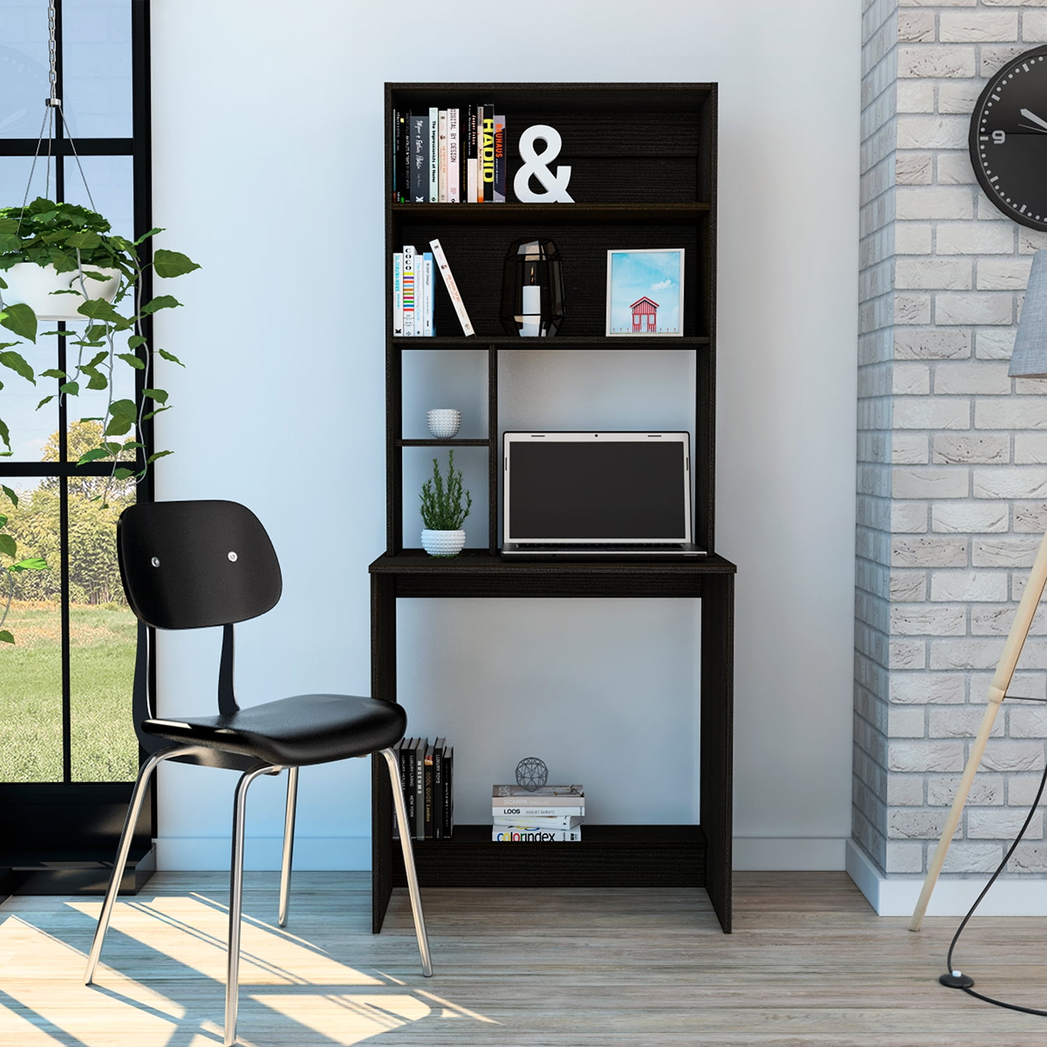 CoSoTower 4-Shelf Computer Desk With Hutch Black Wengue - Walmart.com