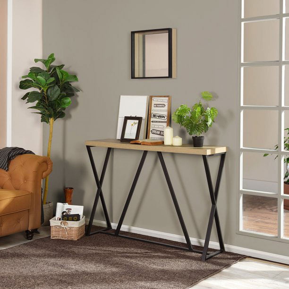CoSoTower 47.2'' Sofa Table; Wood Rectangle Console Table with Metal ...