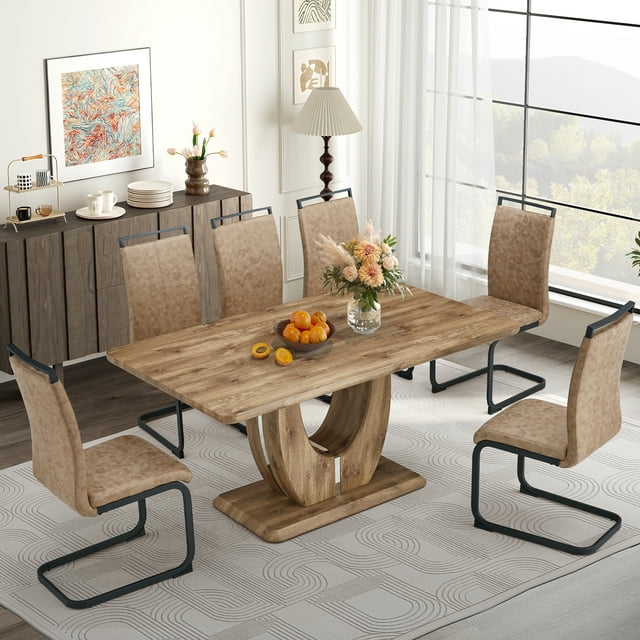 CoSoTower 7 Piece Modern Dining Table Set, Rectangular Kitchen Table ...