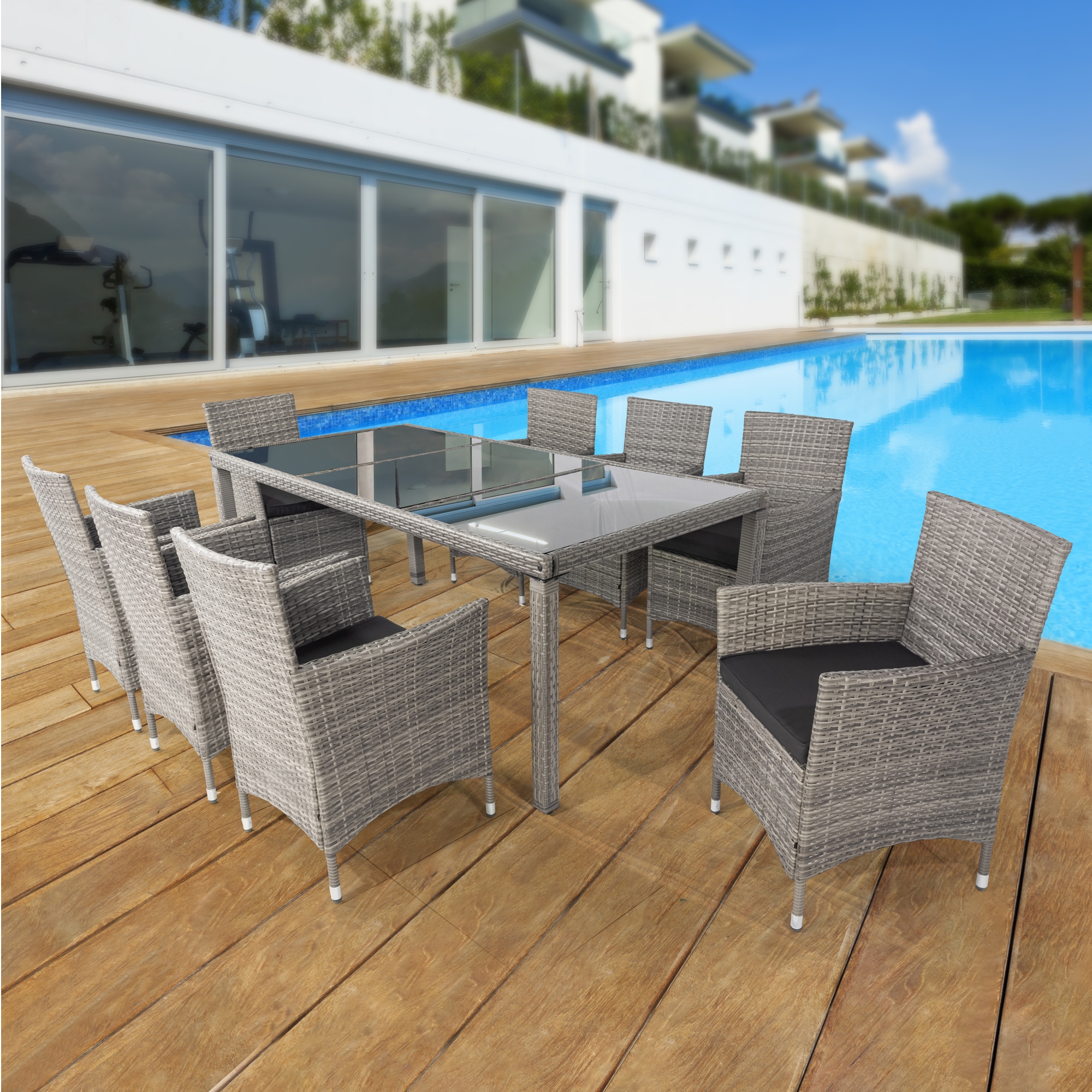 CoSoTower 9 Piece Outdoor Patio Wicker Dining Set Patio Wicker ...