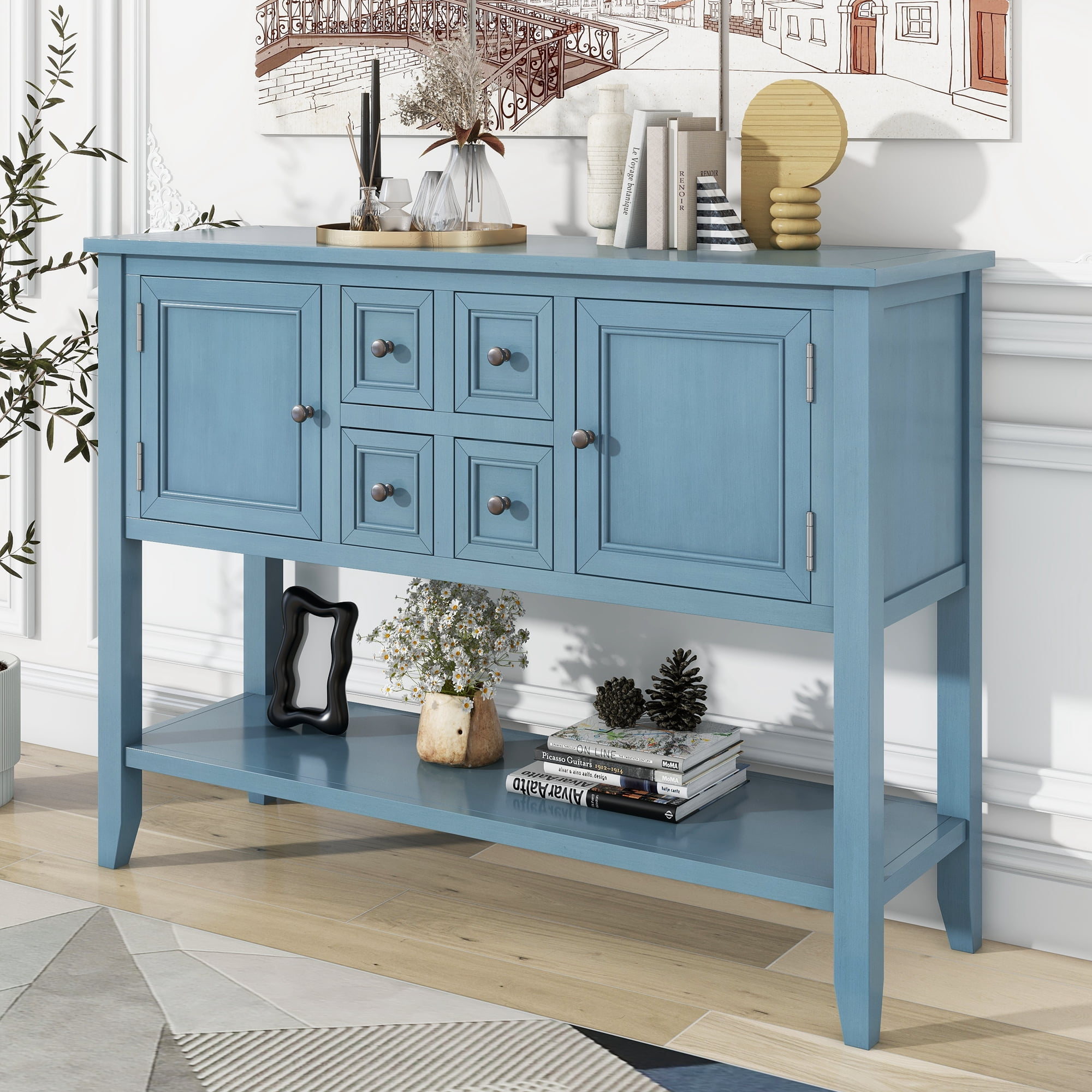 CoSoTower Ample Storage Vintage Console Table with Four Small Drawers ...