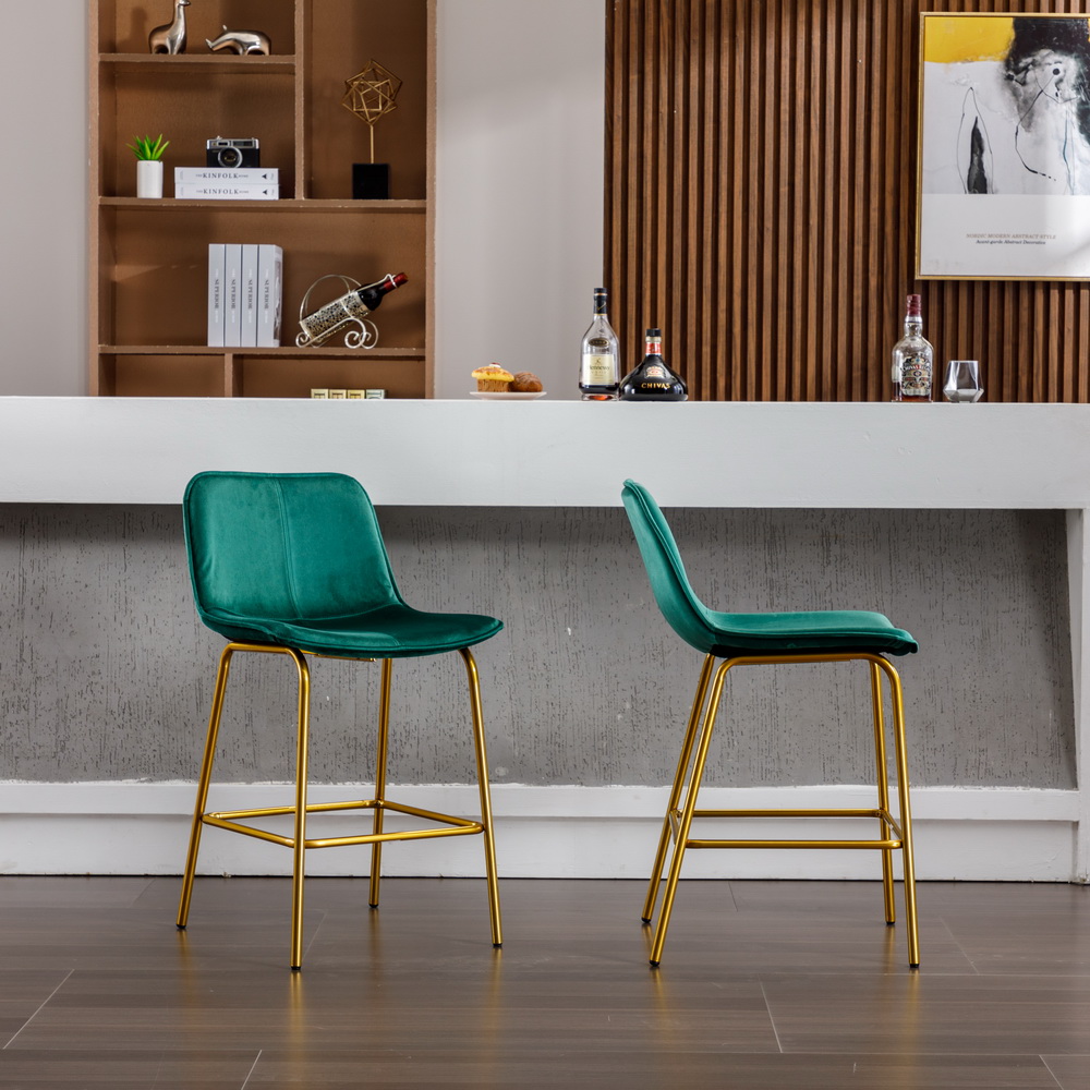 CoSoTower Bar Stool Velvet Green Color Set of 2 - Walmart.com
