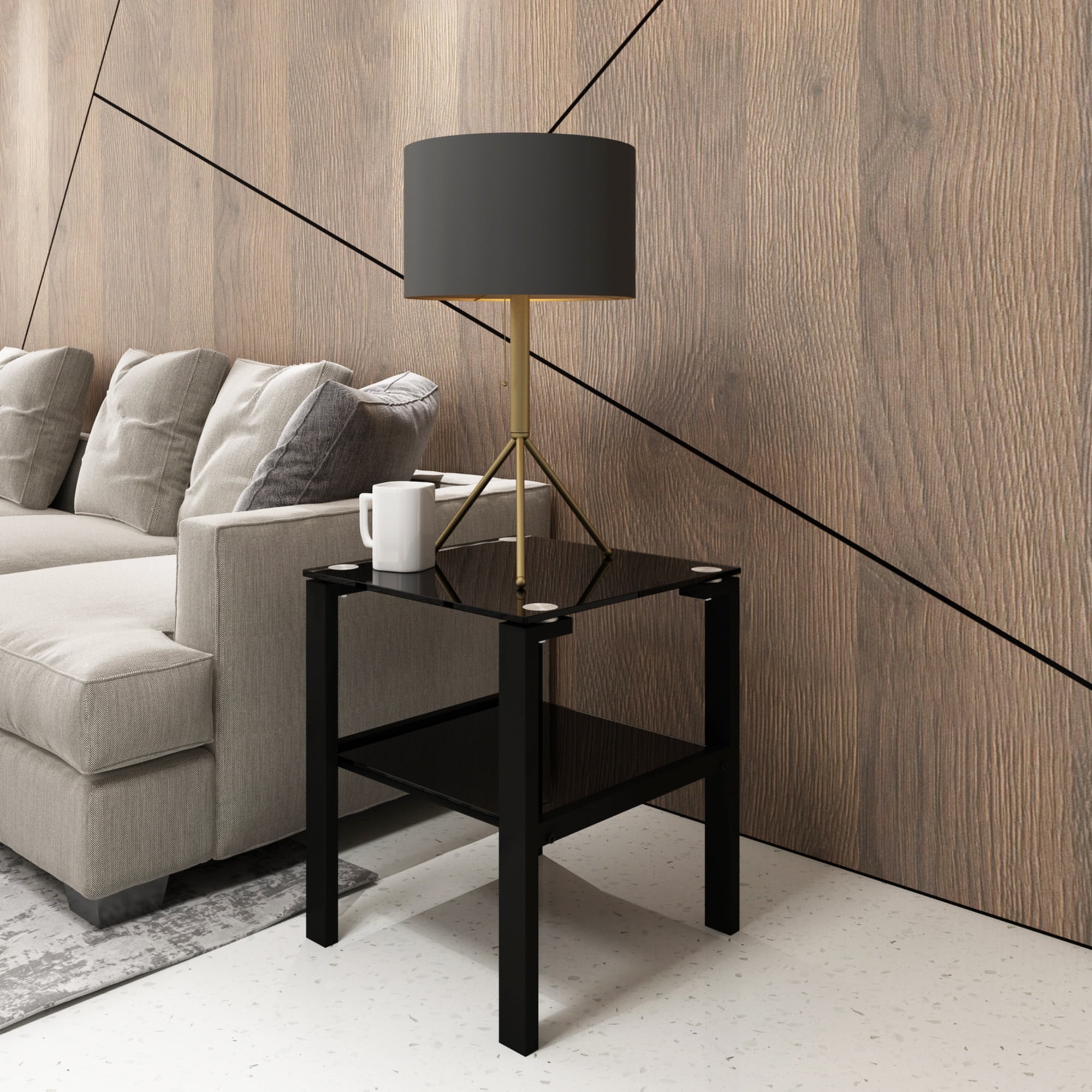 CoSoTower Black Glass Coffee Table, Clear Coffee Table, Modern Side ...