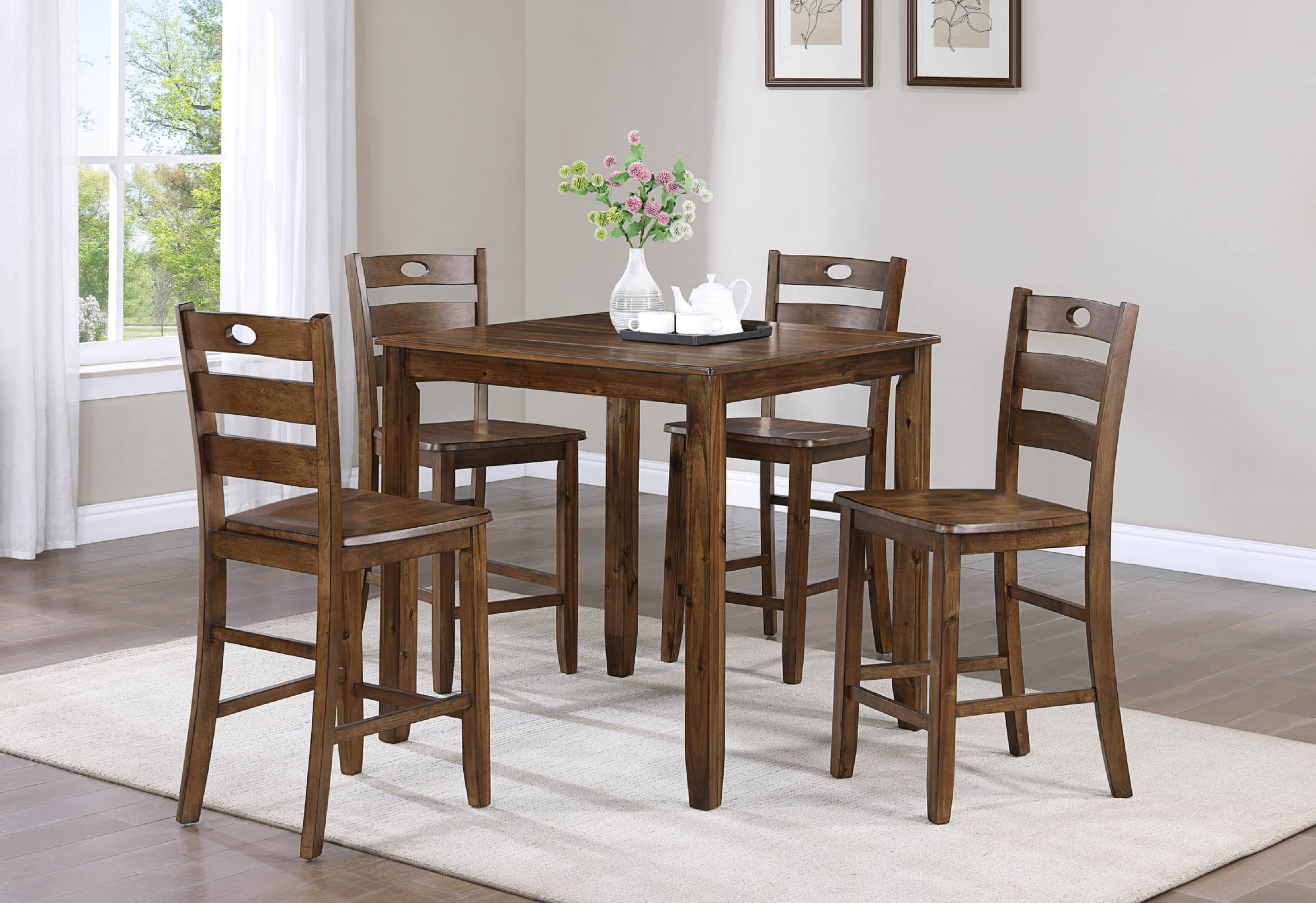 CoSoTower Casual 5-Piece Counter Height Dining Square Table Side Chairs ...