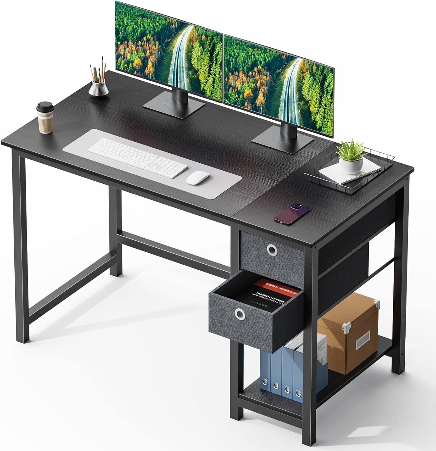 CoSoTower Computer Desk with Drawers 47 Inch Office Writing Work Kids ...