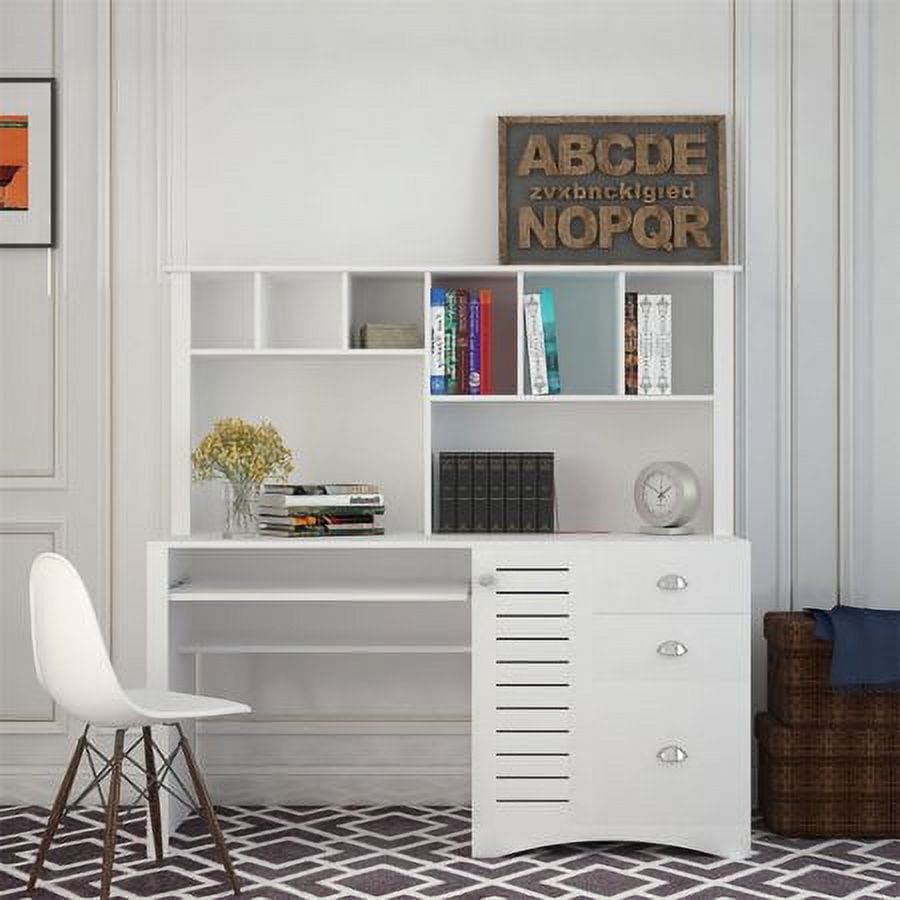 CoSoTower Computer Desk with Drawers & Bookshelf for Small Space, Wood ...