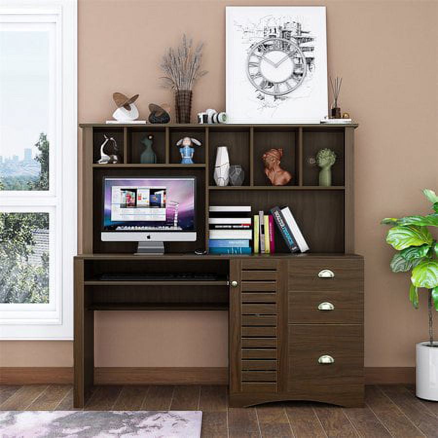 CoSoTower Computer Desk with Drawers & Bookshelf for Small Space, Wood ...