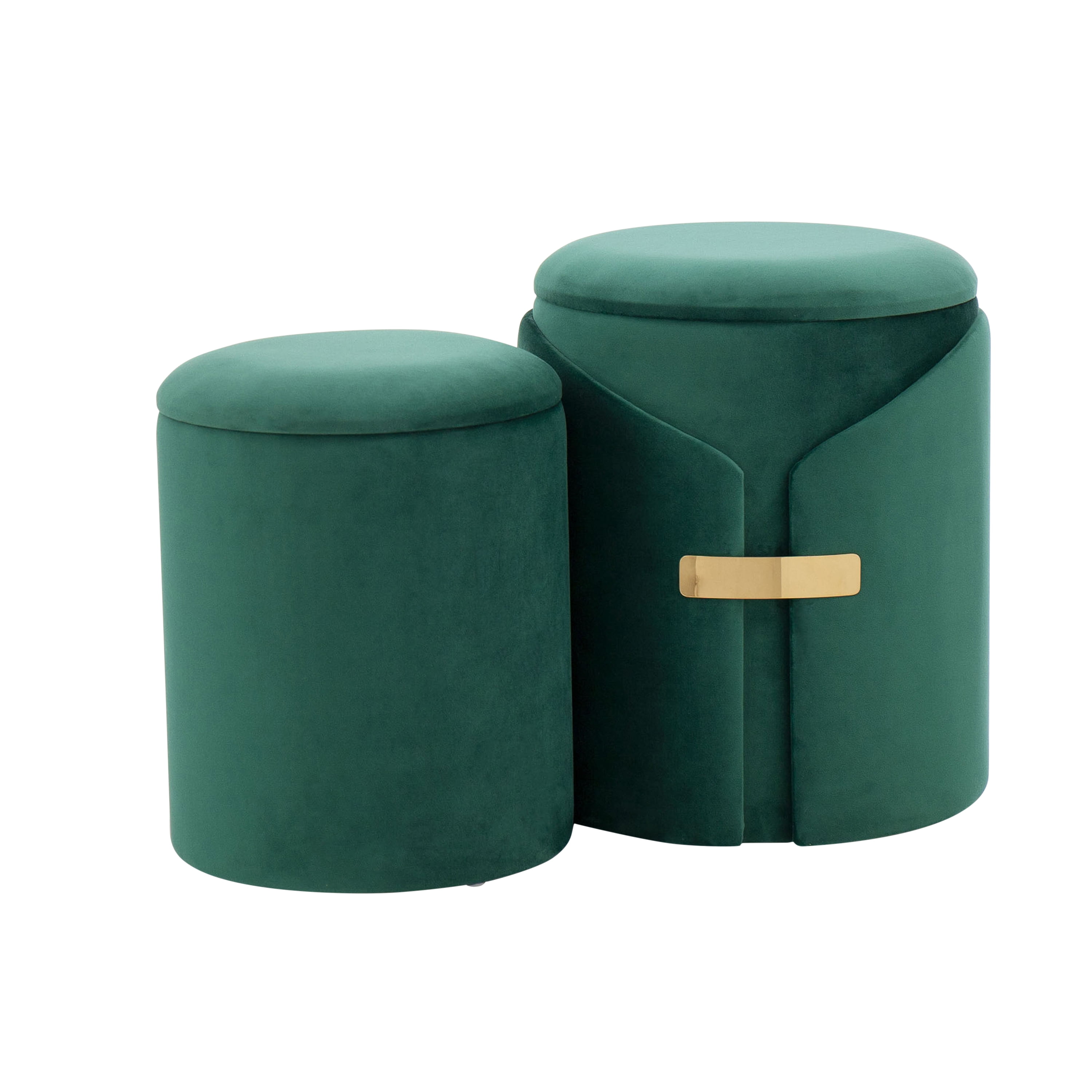 CoSoTower Contemporary/Glam Nesting Ottoman Set in Green Velvet with ...