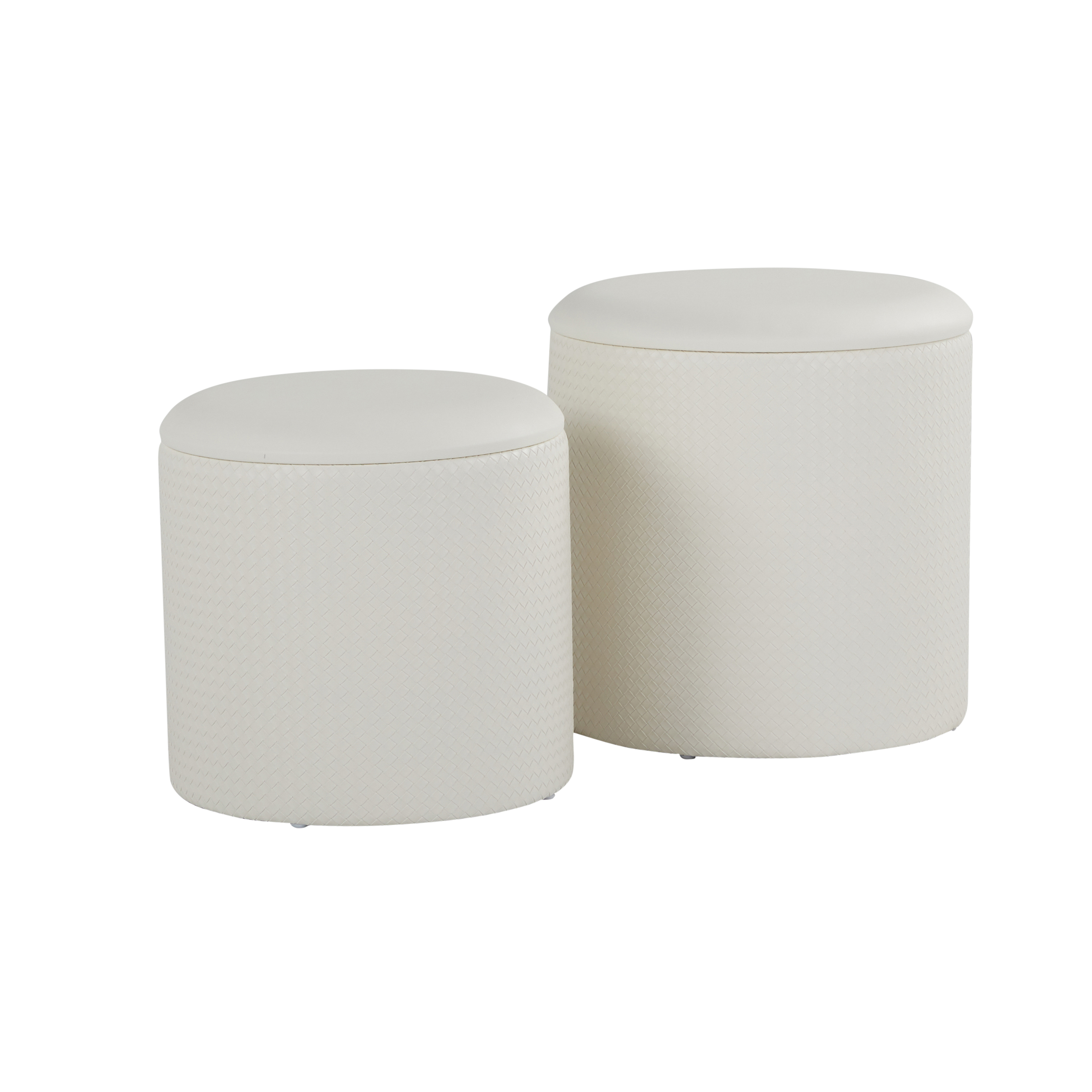 CoSoTower Contemporary Nesting Ottoman Set in Cream Faux Leather with ...