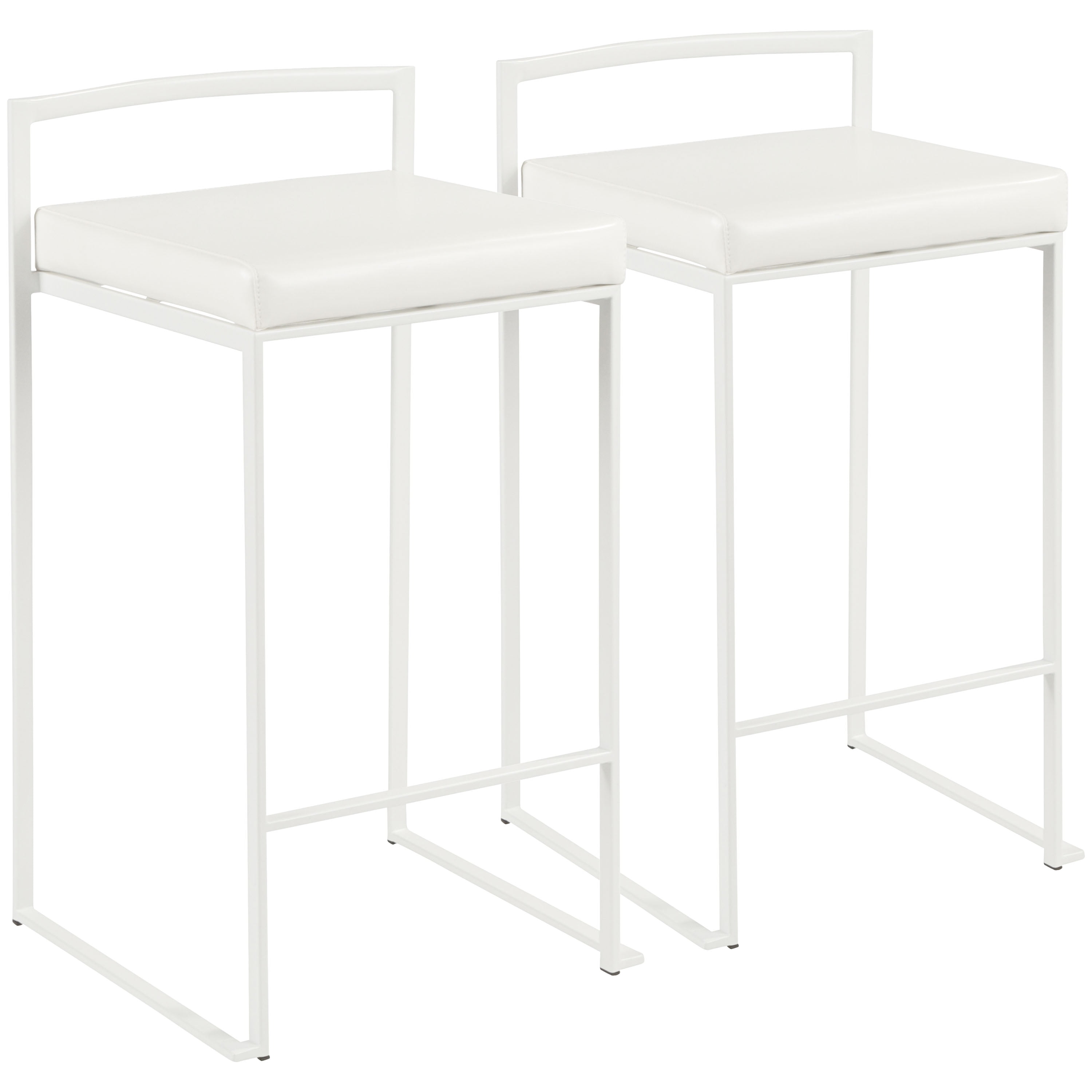 CoSoTower Contemporary Stackable Counter Stool in White with White Faux ...
