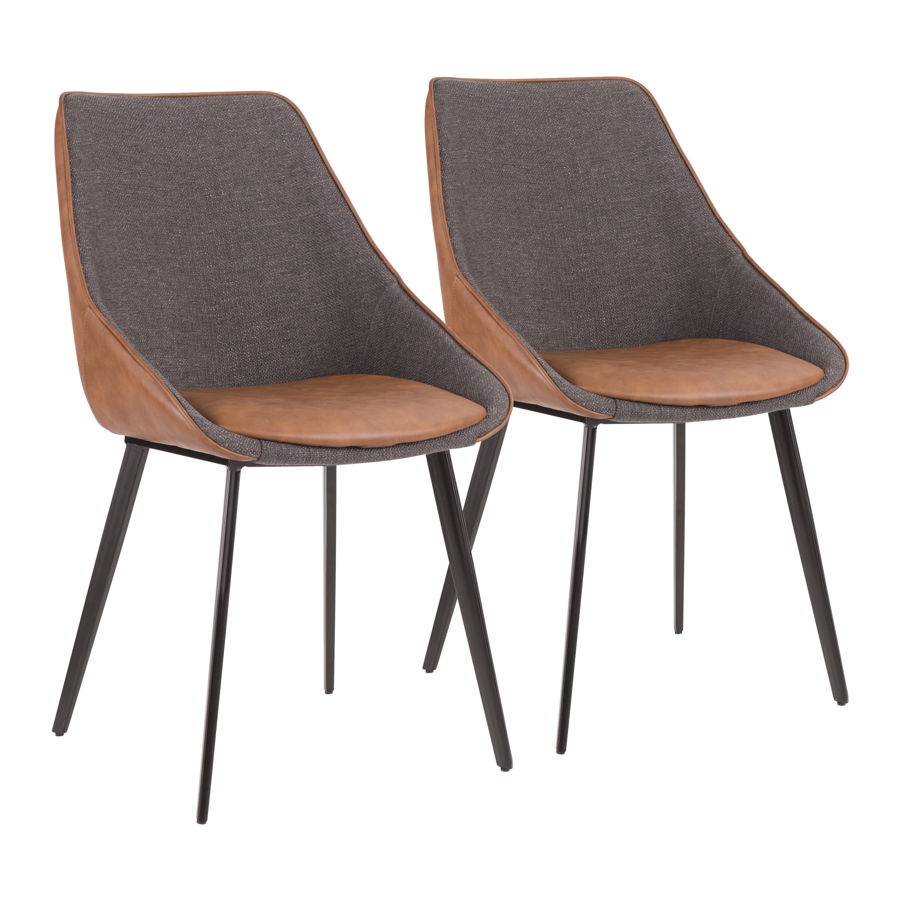 CoSoTower Contemporary Two-Tone Chair in Brown Faux Leather and Grey ...