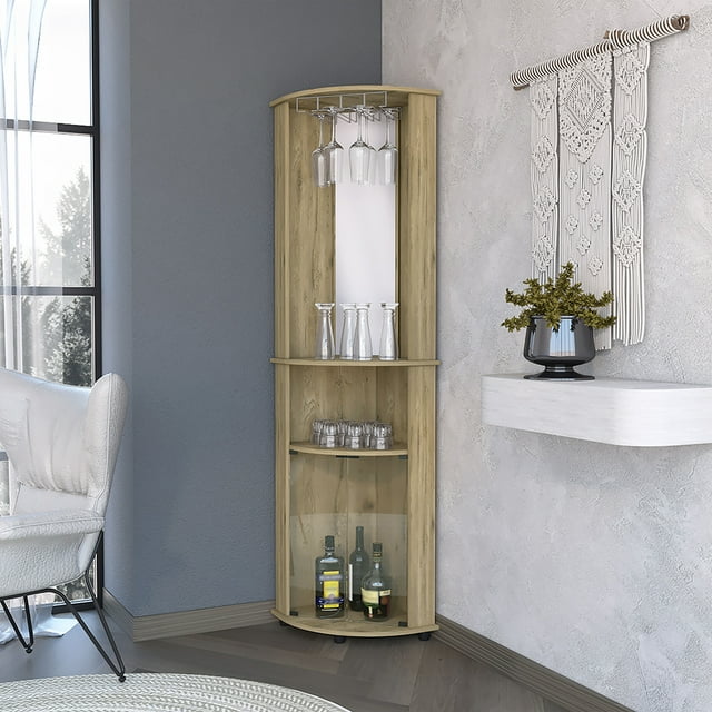 CoSoTower Corner Bar Cabinet, 3-Tier Shelf with Glass Rack - Walmart.com CoSoTower Corner Bar Cabinet, 3-Tier Shelf with Glass Rack - Walmart.com