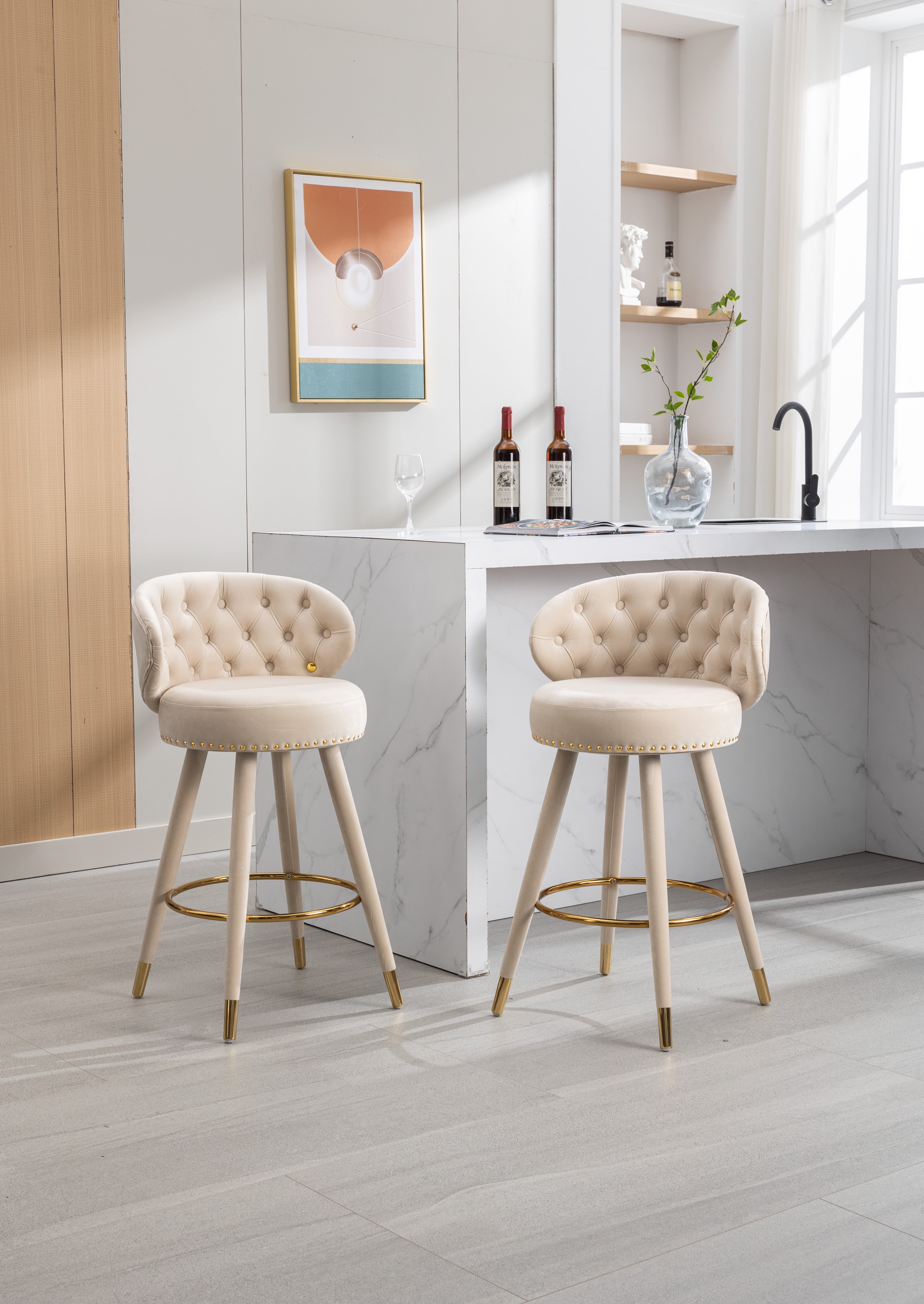 CoSoTower Counter Height Bar Stools Set of 2 for Kitchen Counter Solid ...