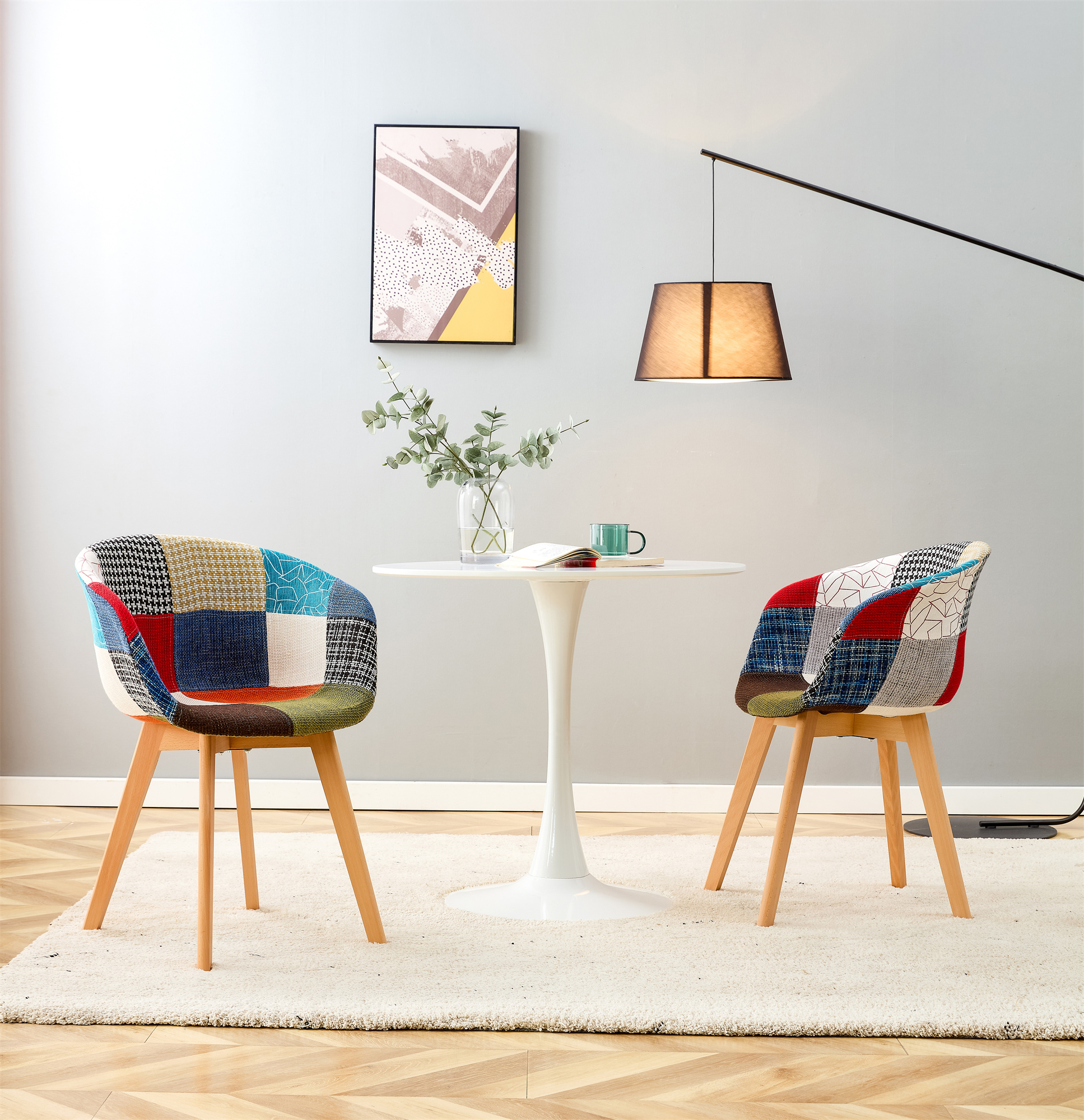 CoSoTower Dining Chair, Patchwork Seat , High Living Room Chair, Modern ...