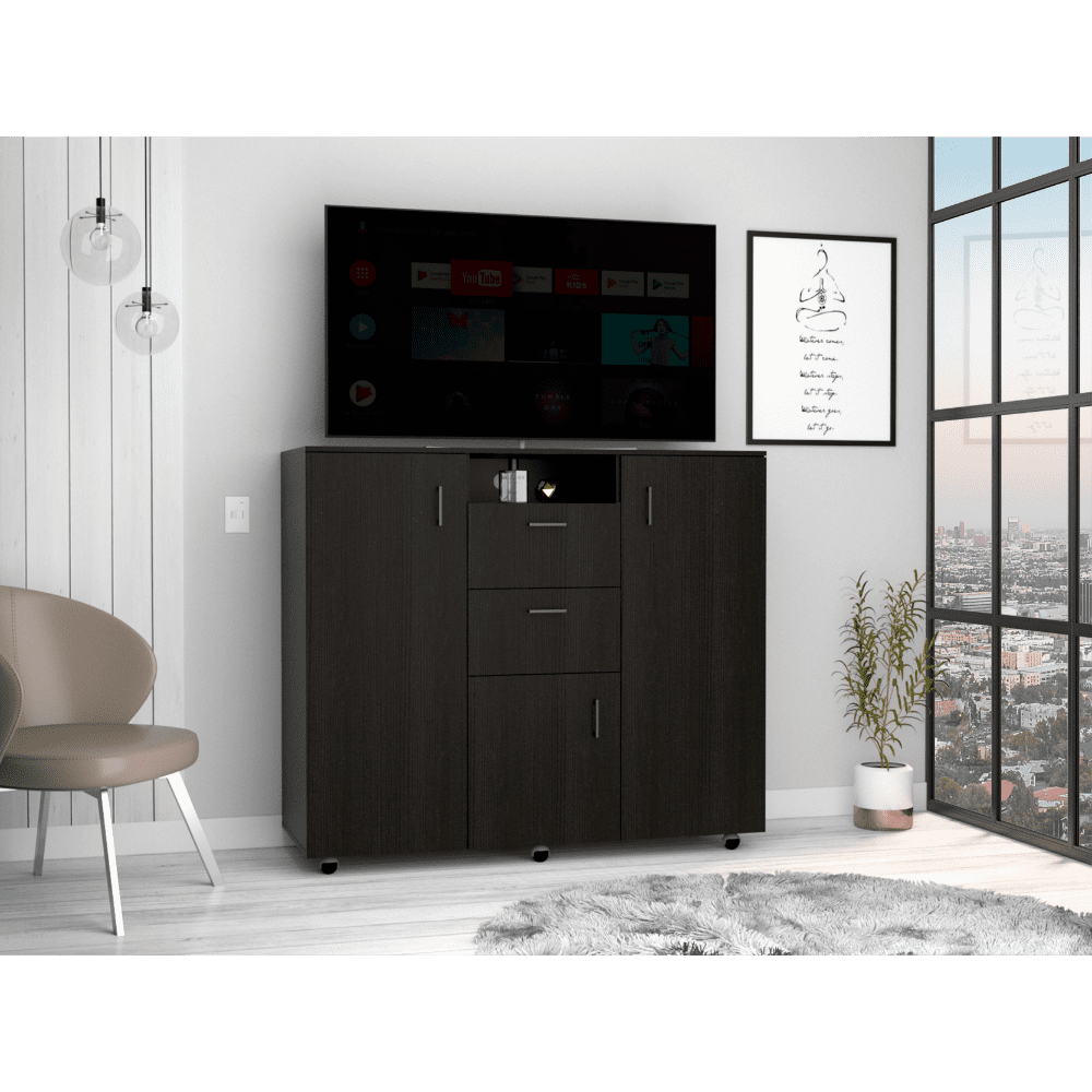 CoSoTower Double Door Cabinet Dresser, Two Drawers, Four Interior ...