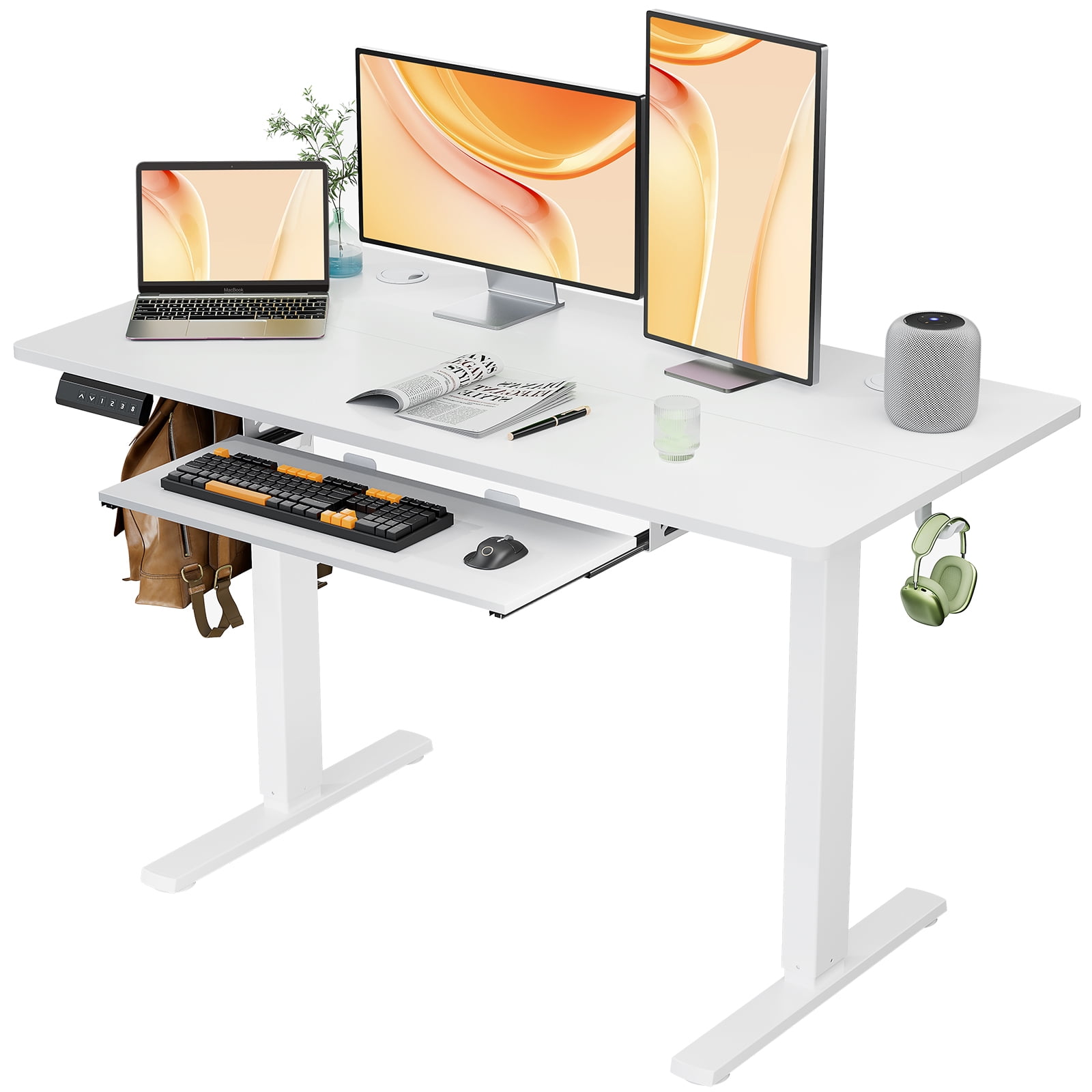 CoSoTower Electric Standing Desk with Keyboard Tray Large Ergonomic ...
