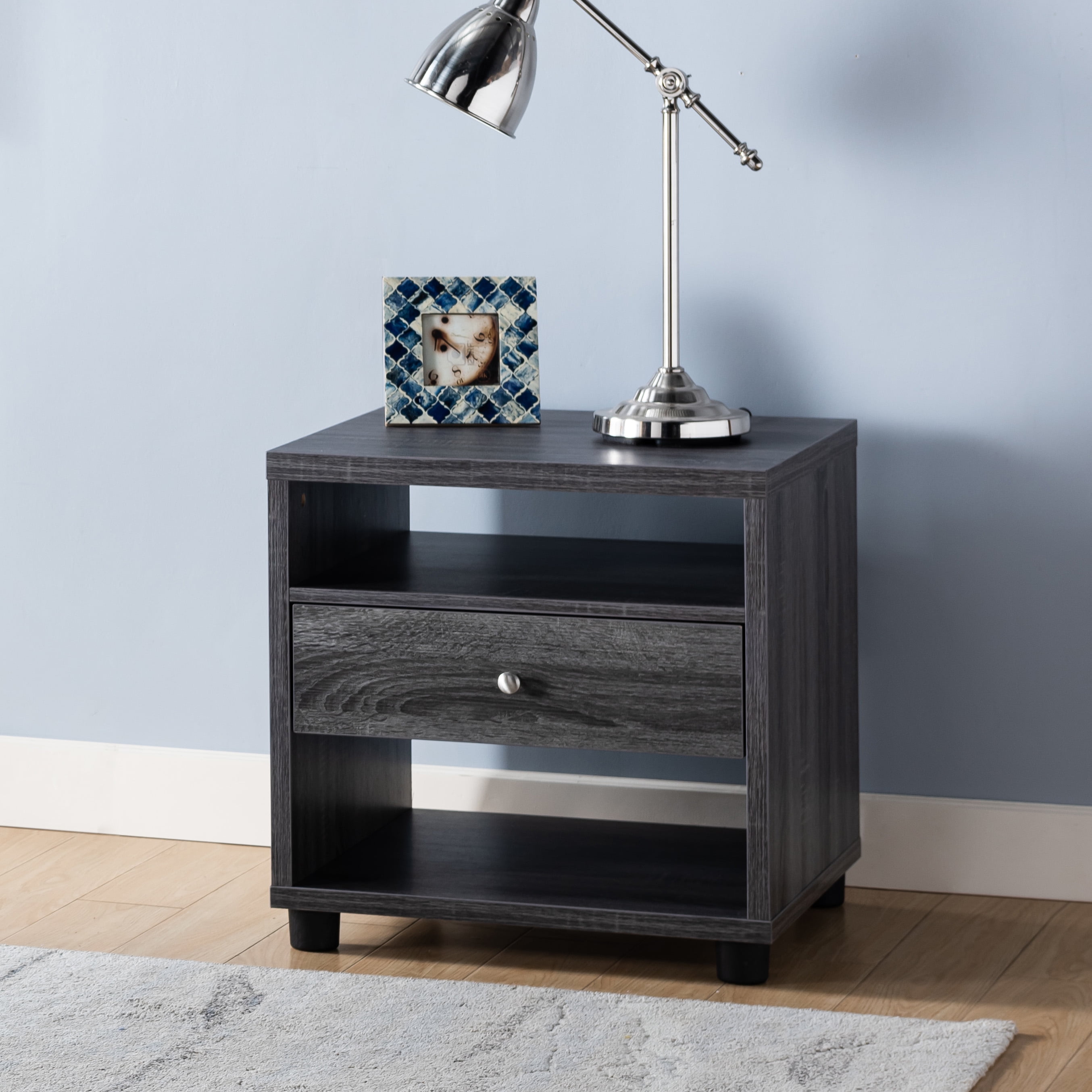 CoSoTower End Table Distressed Grey & Black - Walmart.com