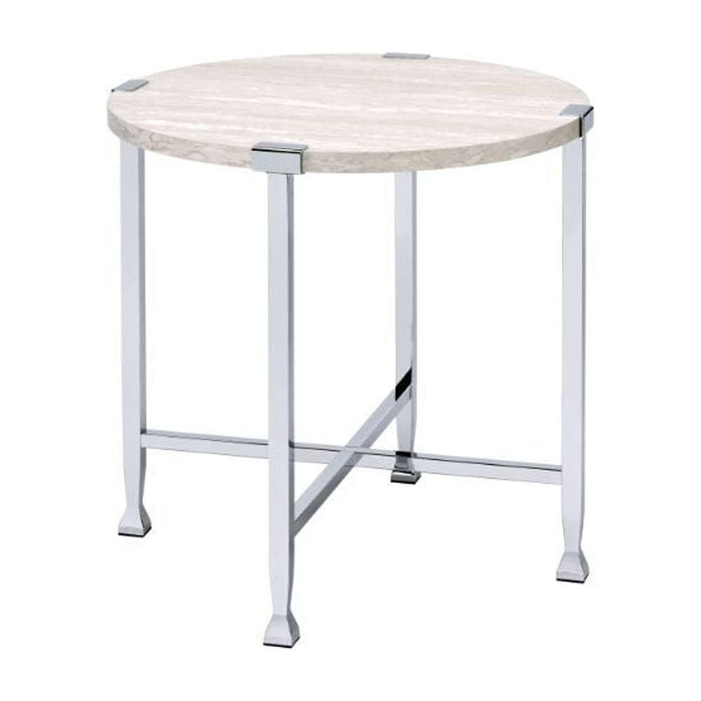 CoSoTower End Table, White Oak &Chrome - Walmart.com
